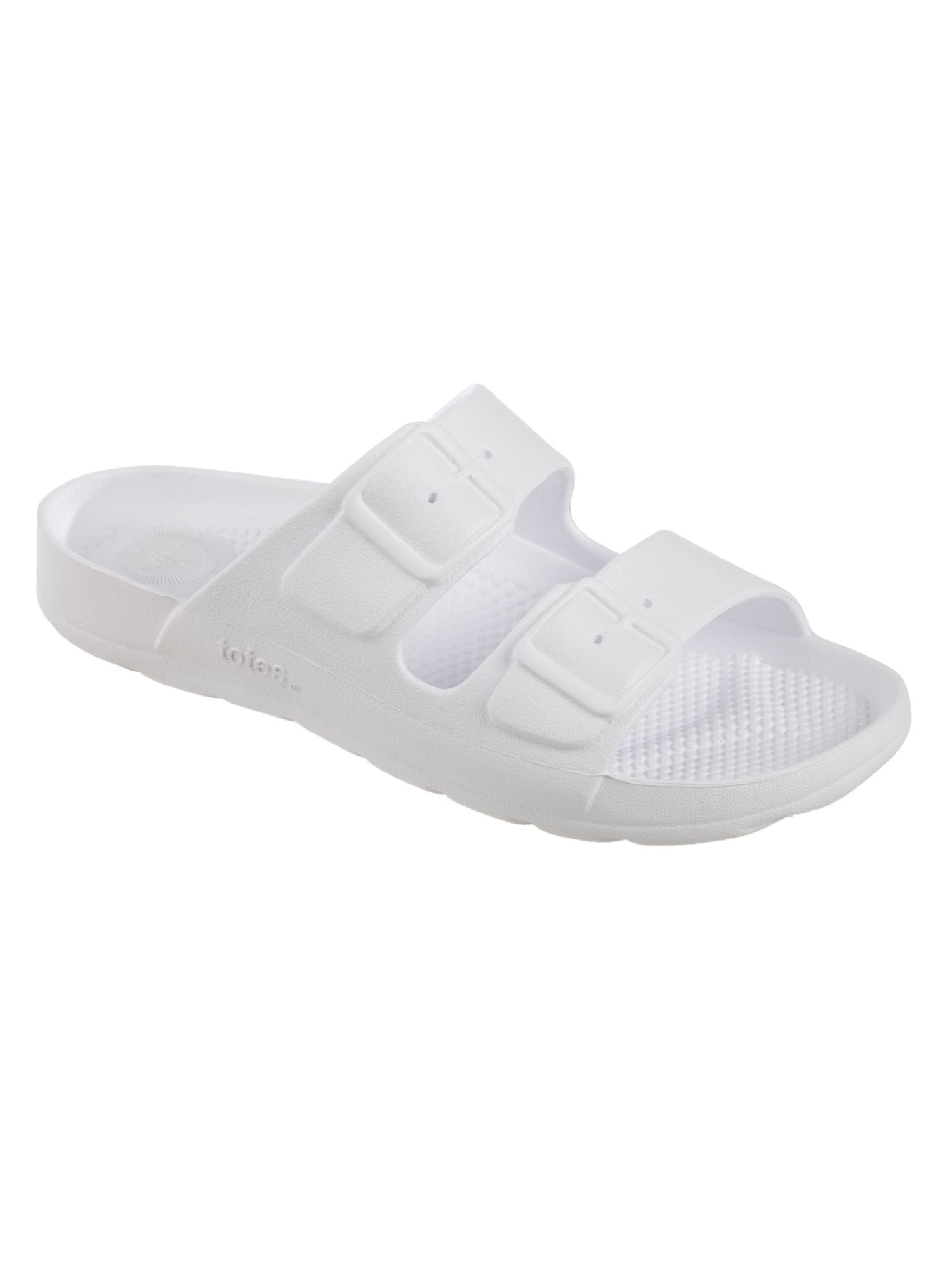 TOTES Womens White Anti Microbial Comfort Everywear Round Toe Slide ...
