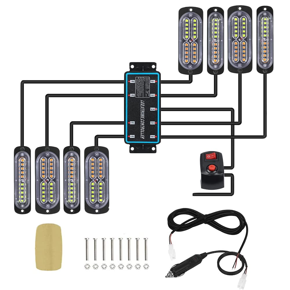 TOTMOX LED Strobe Light, MSF2 8pcs Car/Truck Emergency Warning Strobe ...