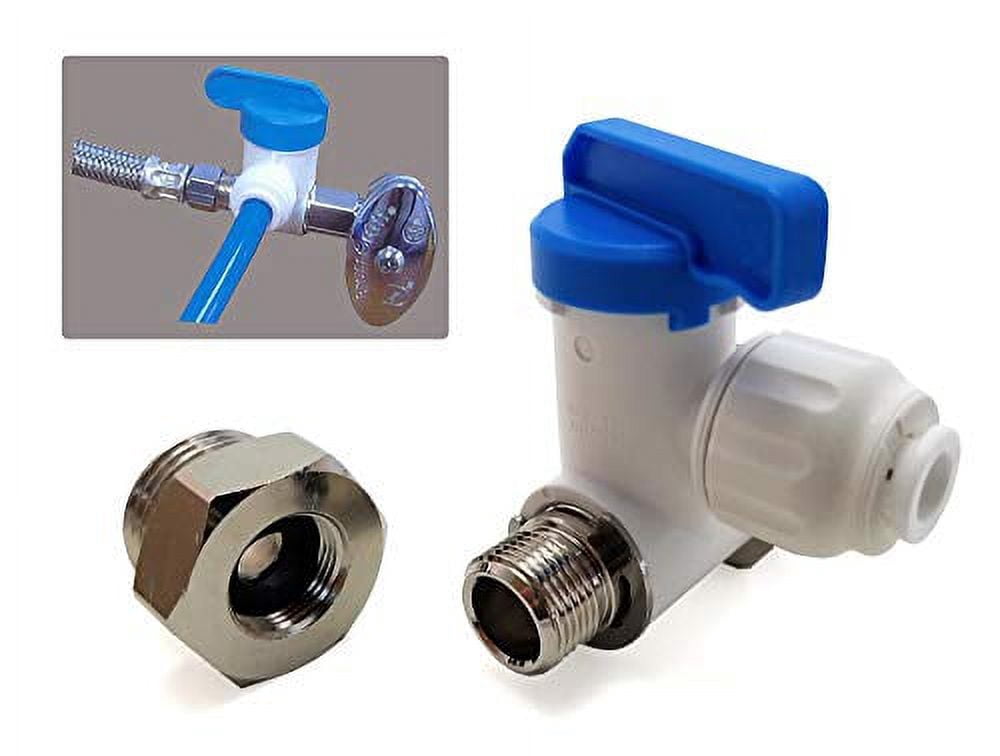 TOTOMO 1/4"OD Push Fit Angle Stop Adapter Valve - Fits both 3/8" & 1/2 ...