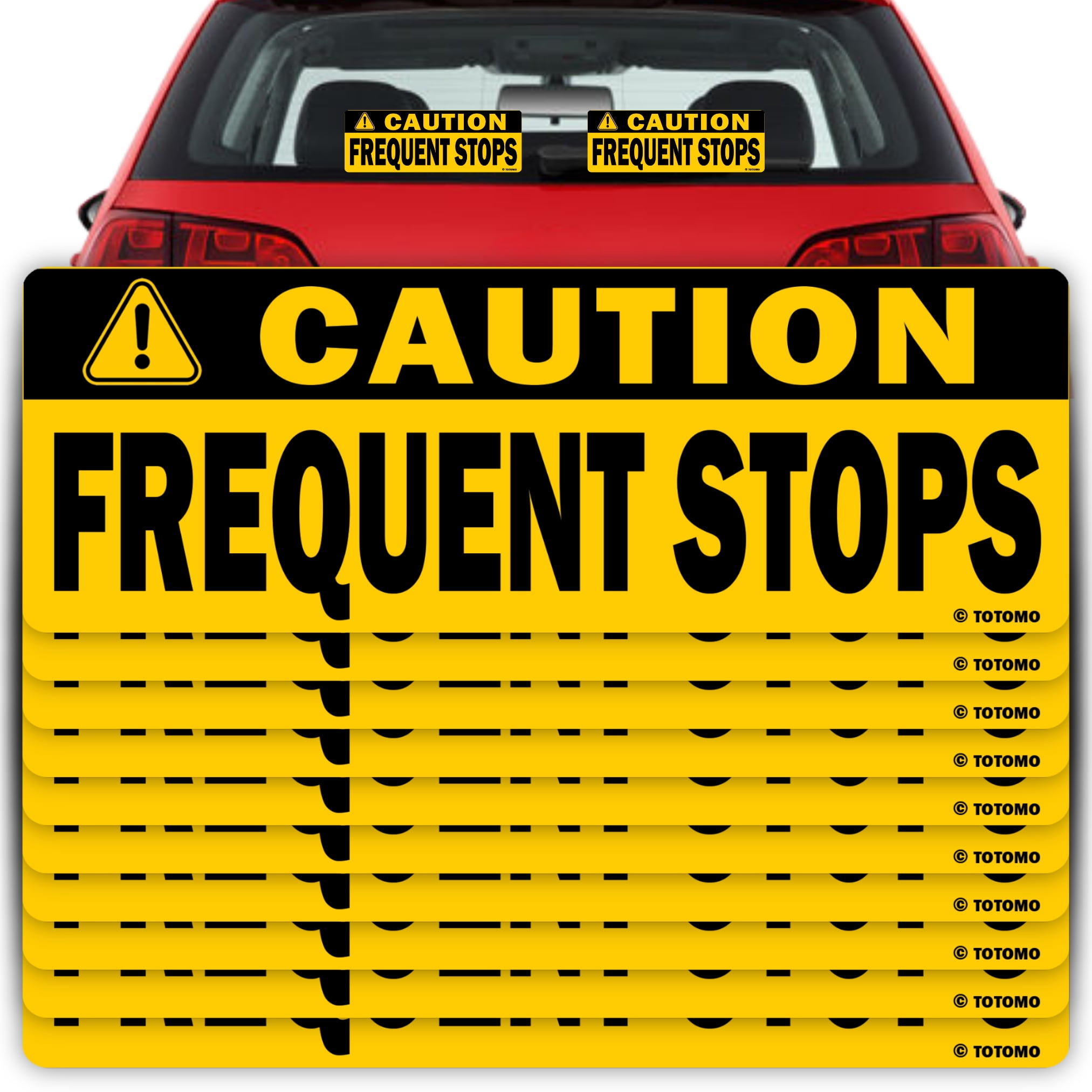TOTOMO Caution This Vehicle Makes Frequent Stops Sticker Sign, 10pk, 10 ...