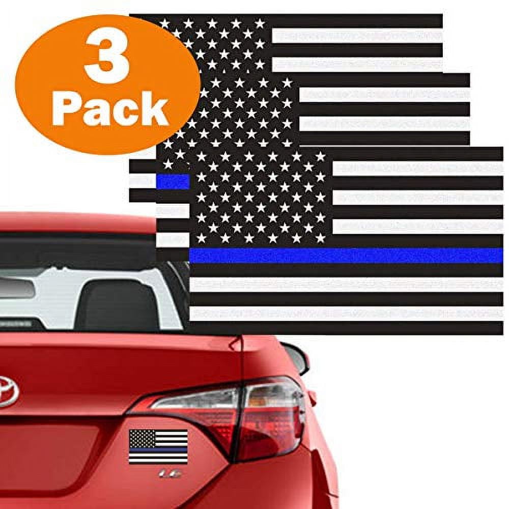 TOTOMO USA American Flag Car Sticker Decal Blue Line 3 Pack USF-05 ...