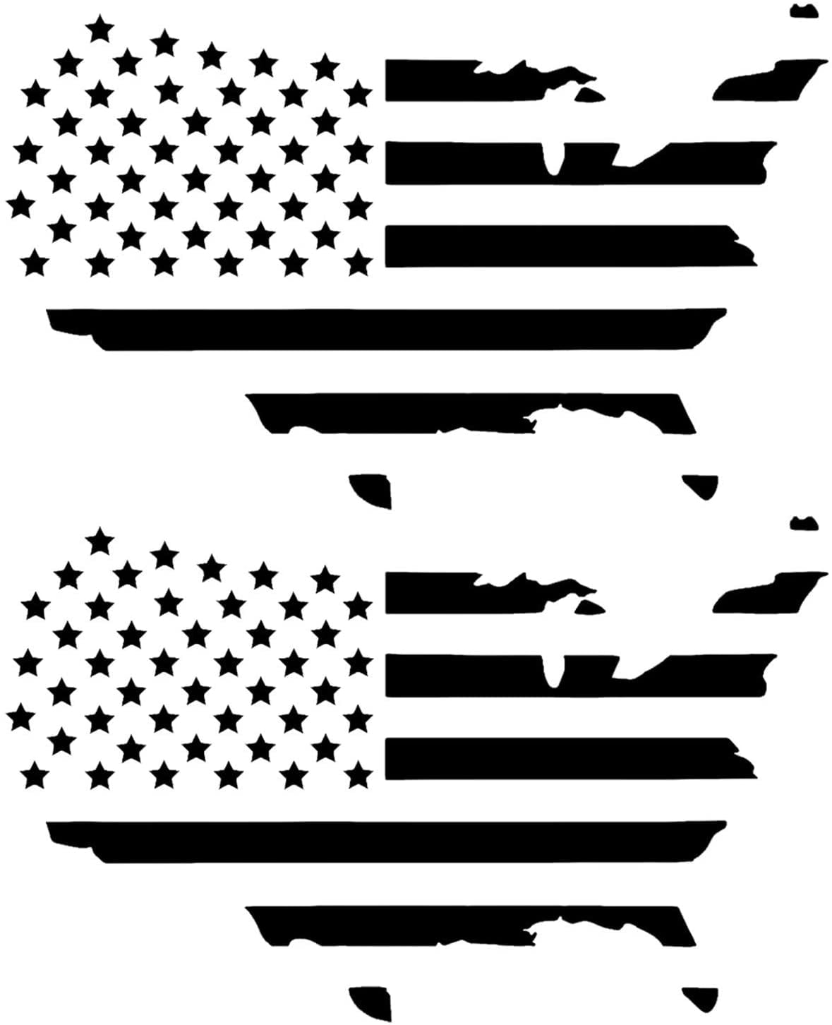 TOTOMO USA Map American Flag Car Sticker Decal 2 Pack Black USF-07B - Walmart.com