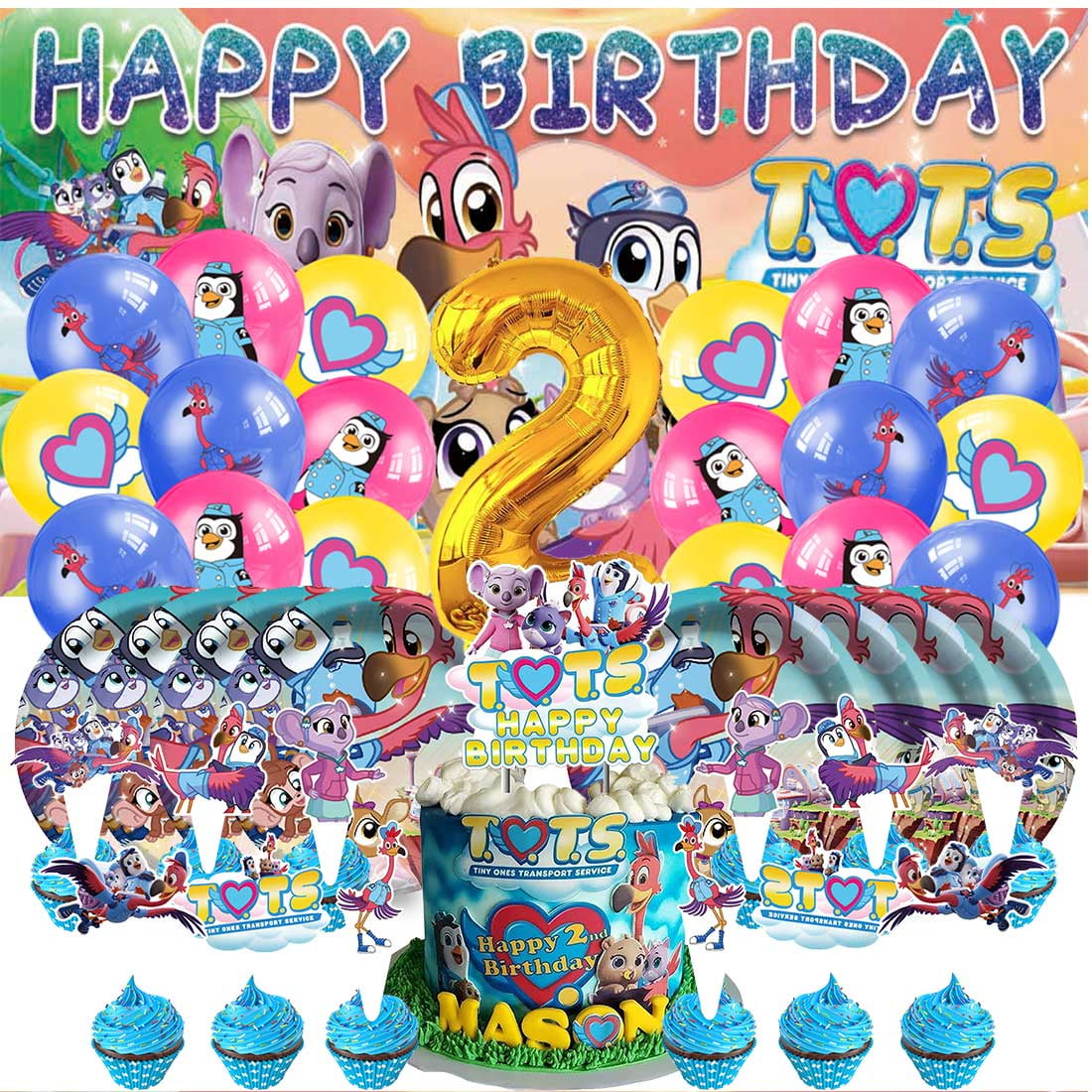 TOTS Balloons Party Supplies 2nd Decor Tableware Birthday Cake Topper ...