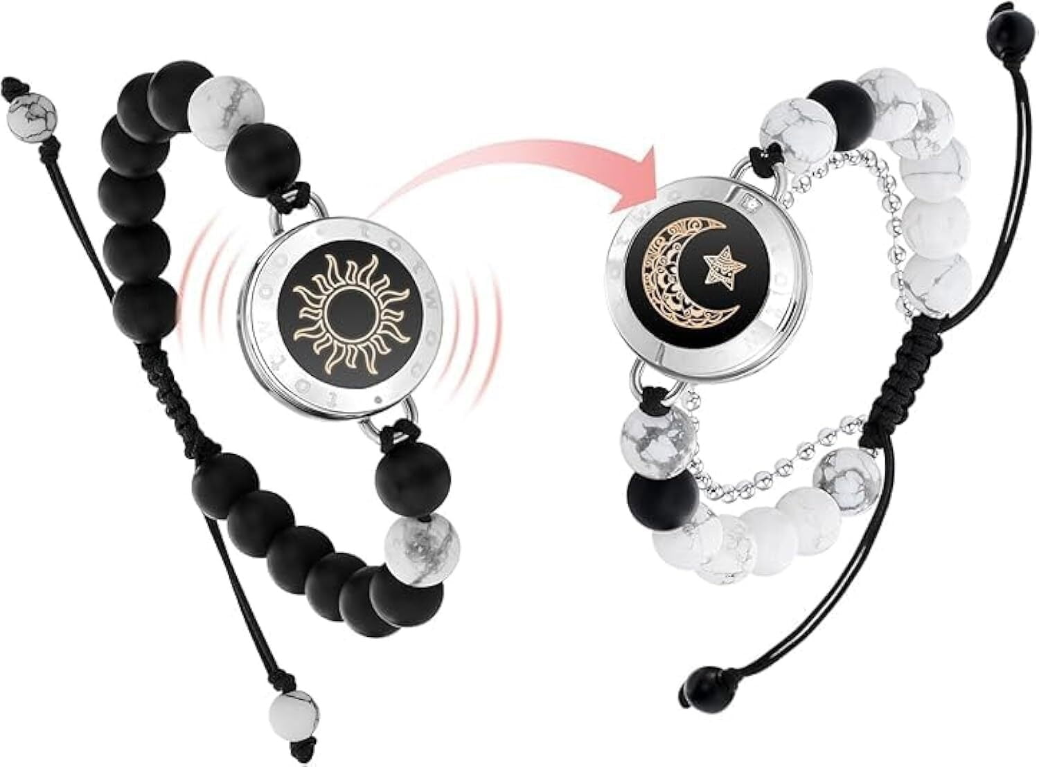 TOTWOO Long Distance Touch Bracelet for Couples, Sun & Moon Touch ...