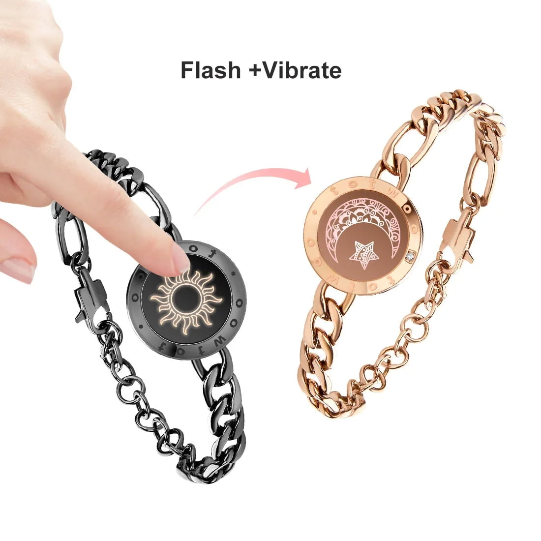 TOTWOO Long Distance Touch Bracelets for Couples ,Light up&Vibration ...