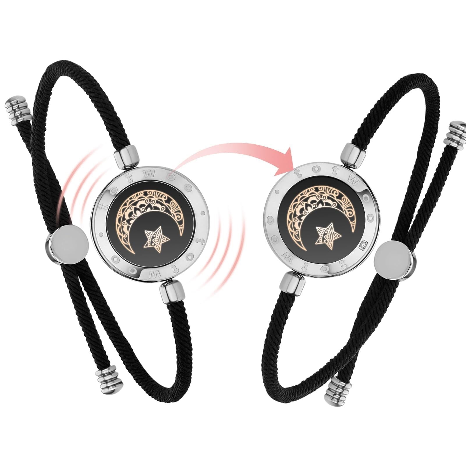TOTWOO Long Distance Touch Bracelets for Couples, Vibration & Light up ...