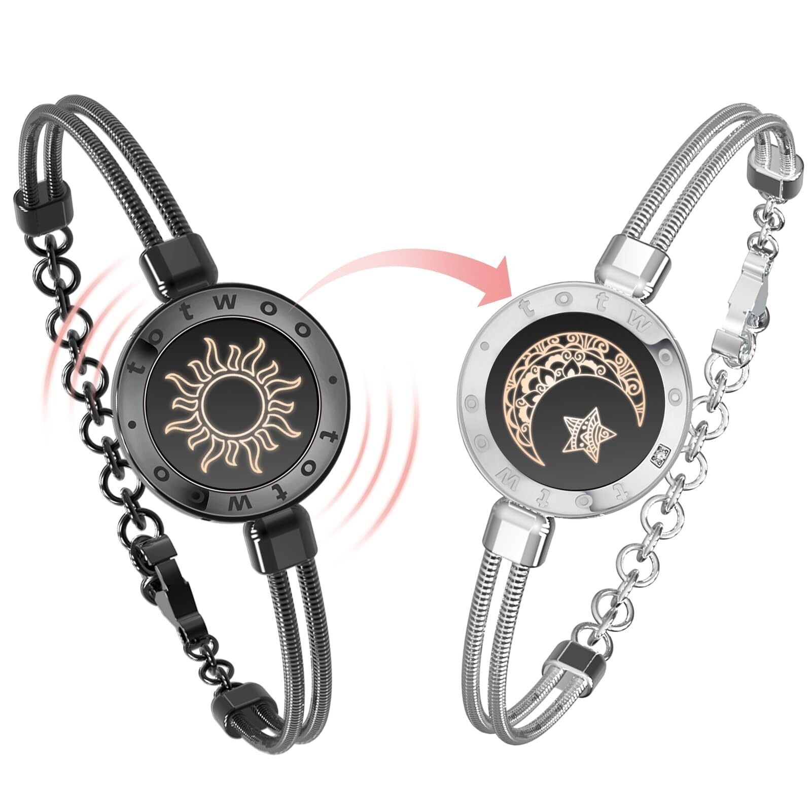 TOTWOO Touch Bracelets for Couples, Vibration & Light up for Love ...