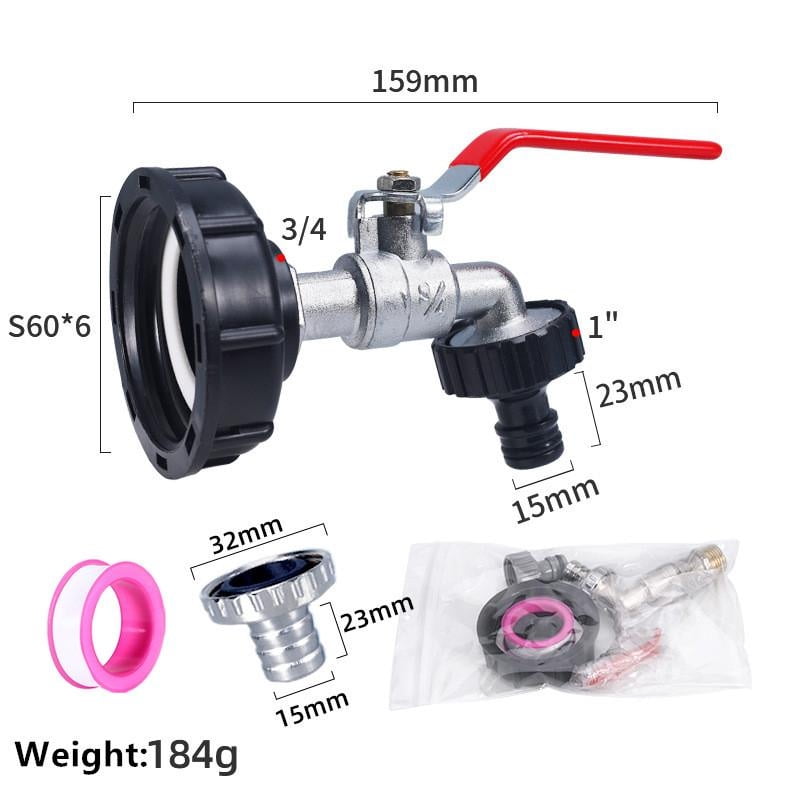 TOTYC IBC Tank Tap Adapter S60 Thread Garden Quick Connect Faucet Alloy ...