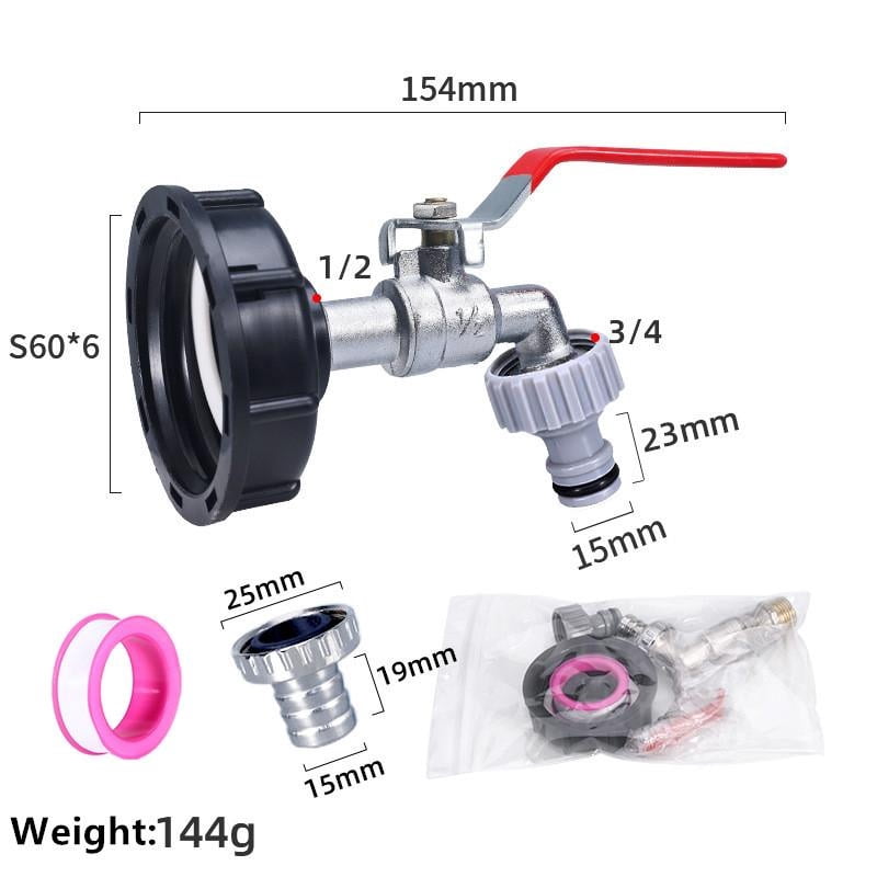 TOTYC IBC Tank Tap Adapter S60 Thread Garden Quick Connect Faucet Alloy ...