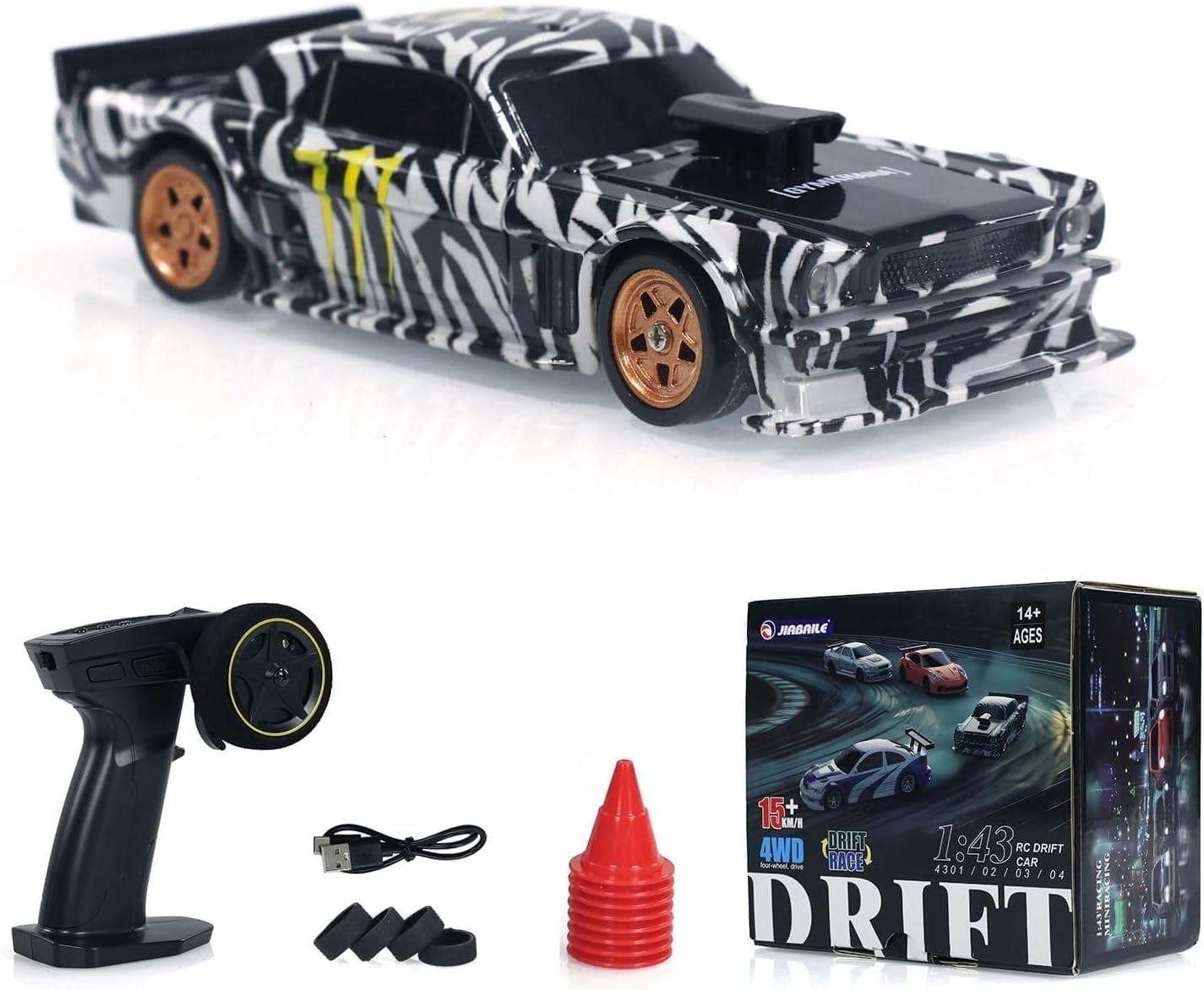 TOUCAN RC HOBBY 1:43 Ready to Run Race Car Gyro Drift Car 4WD Traffic ...