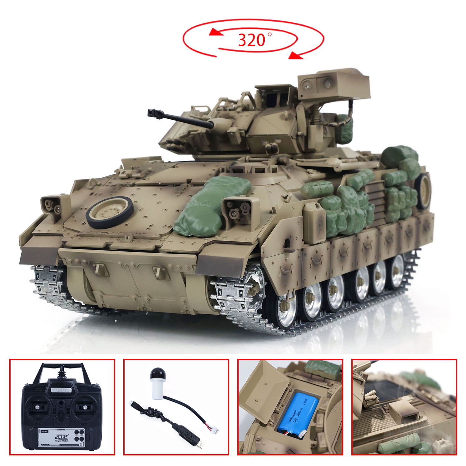 TOUCAN RC HOBBY TD 1/16 RC Military Tank M2A2 Bradley Metal Tracks ...