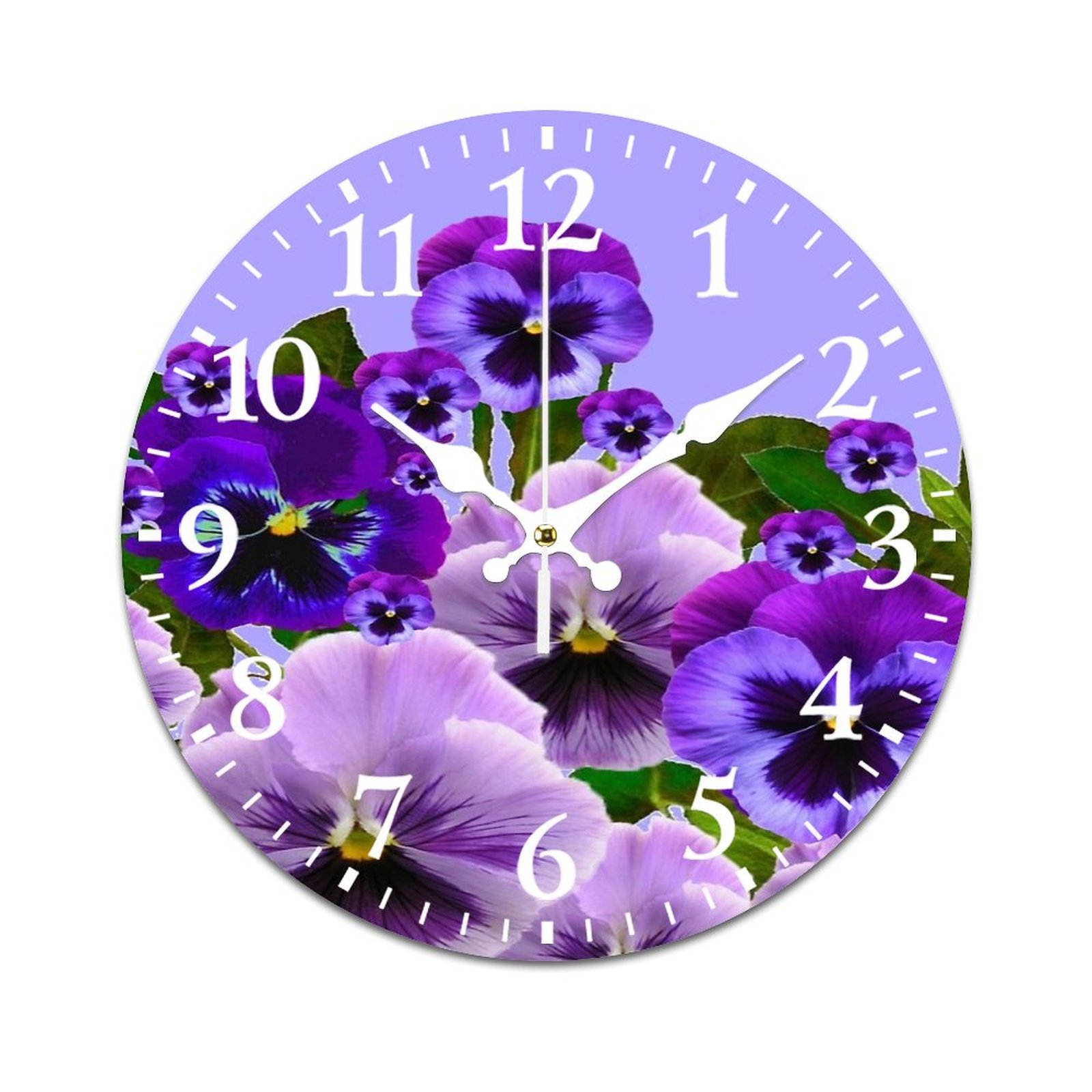 TOUCH OF SPRING PINK- PURPLE PANSY FLOWERS Wall Clock Modern Design ...