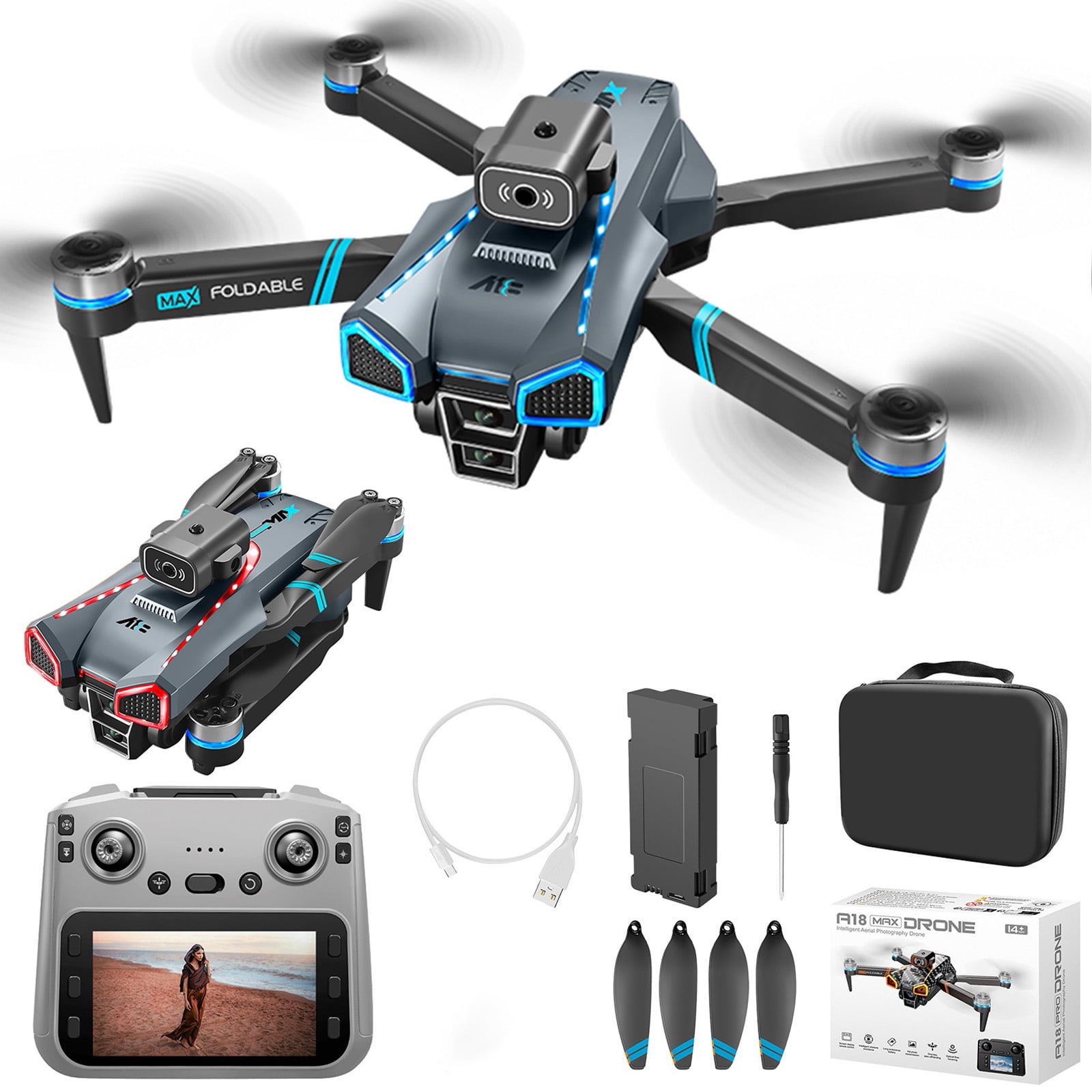 TOUMENY 4.9" Screen FPV Drone with 1080P HD Camera, Brushless Motor RC ...