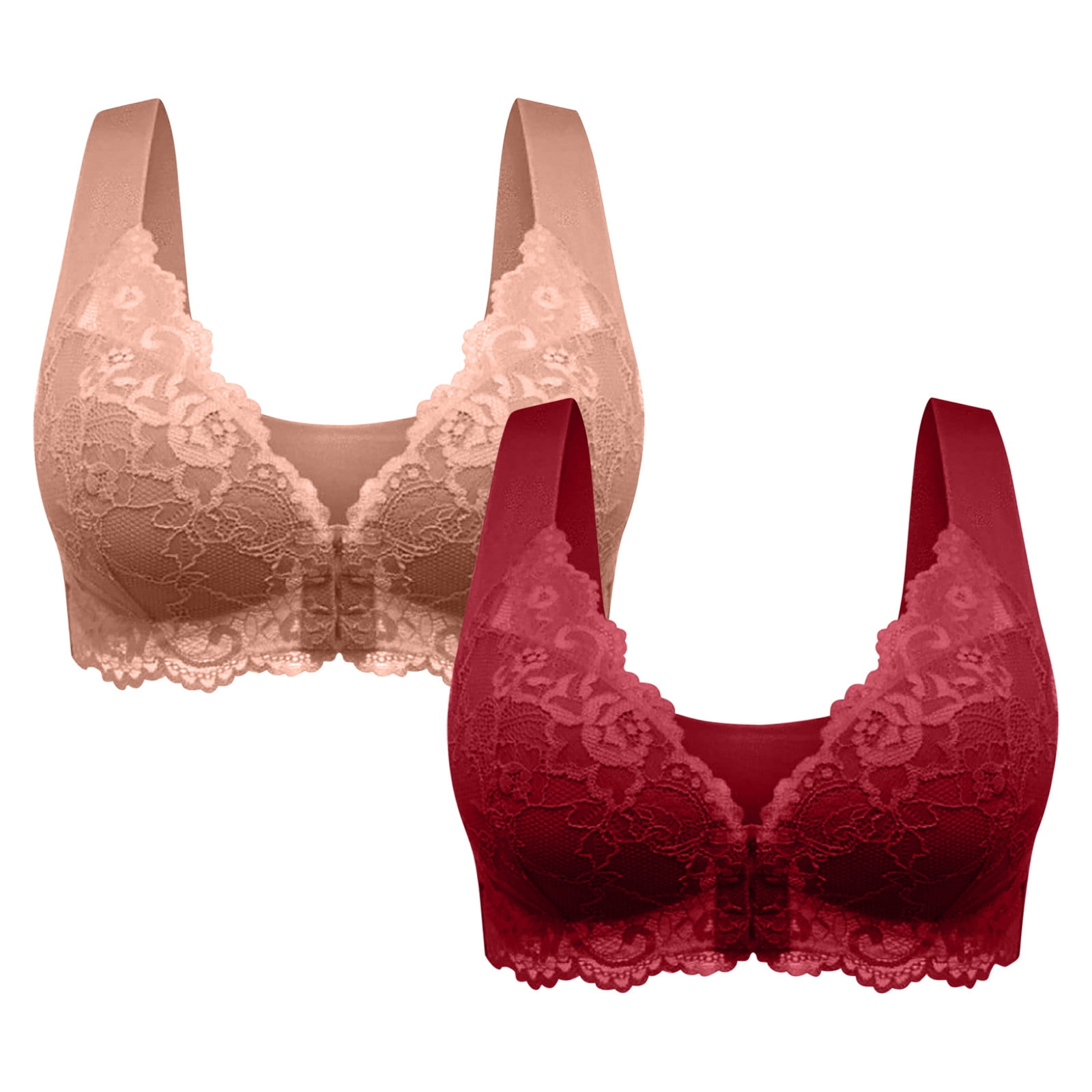 TOUMENY Comfortable Bras for Women Bras for Older Women 2PC Women's Bra ...