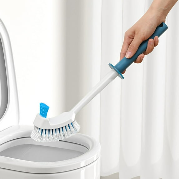 TOUMENY Dual Head Toilet Brush, Flexible Rubber and Slit Bristles for ...