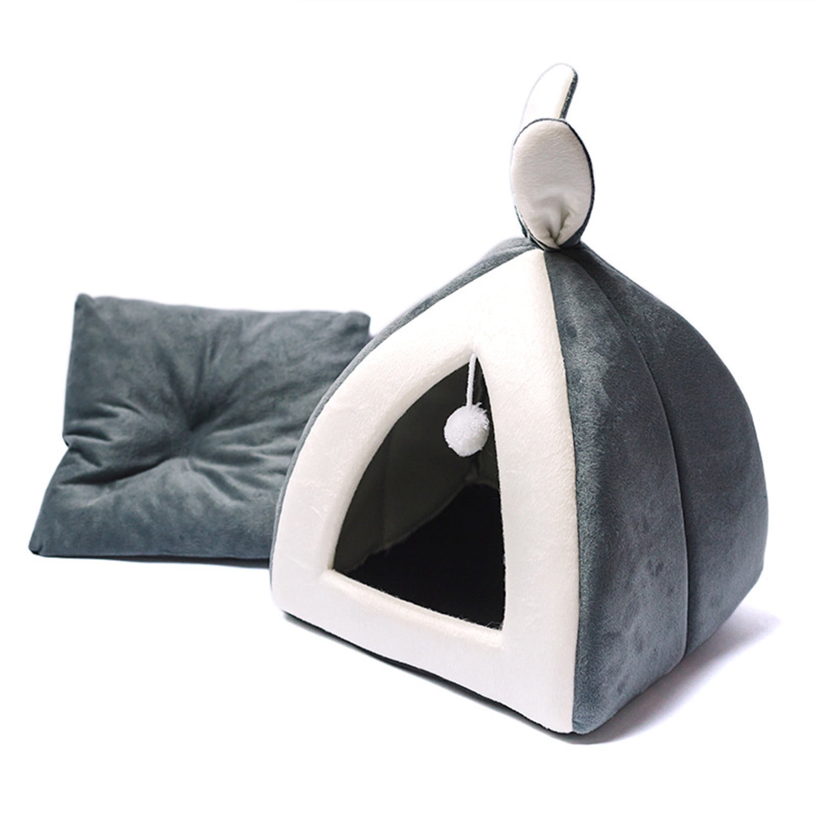 TOUMENY Enclosed Pet Cave Bed, Warm Indoor Outdoor Cat Dog Tent House ...