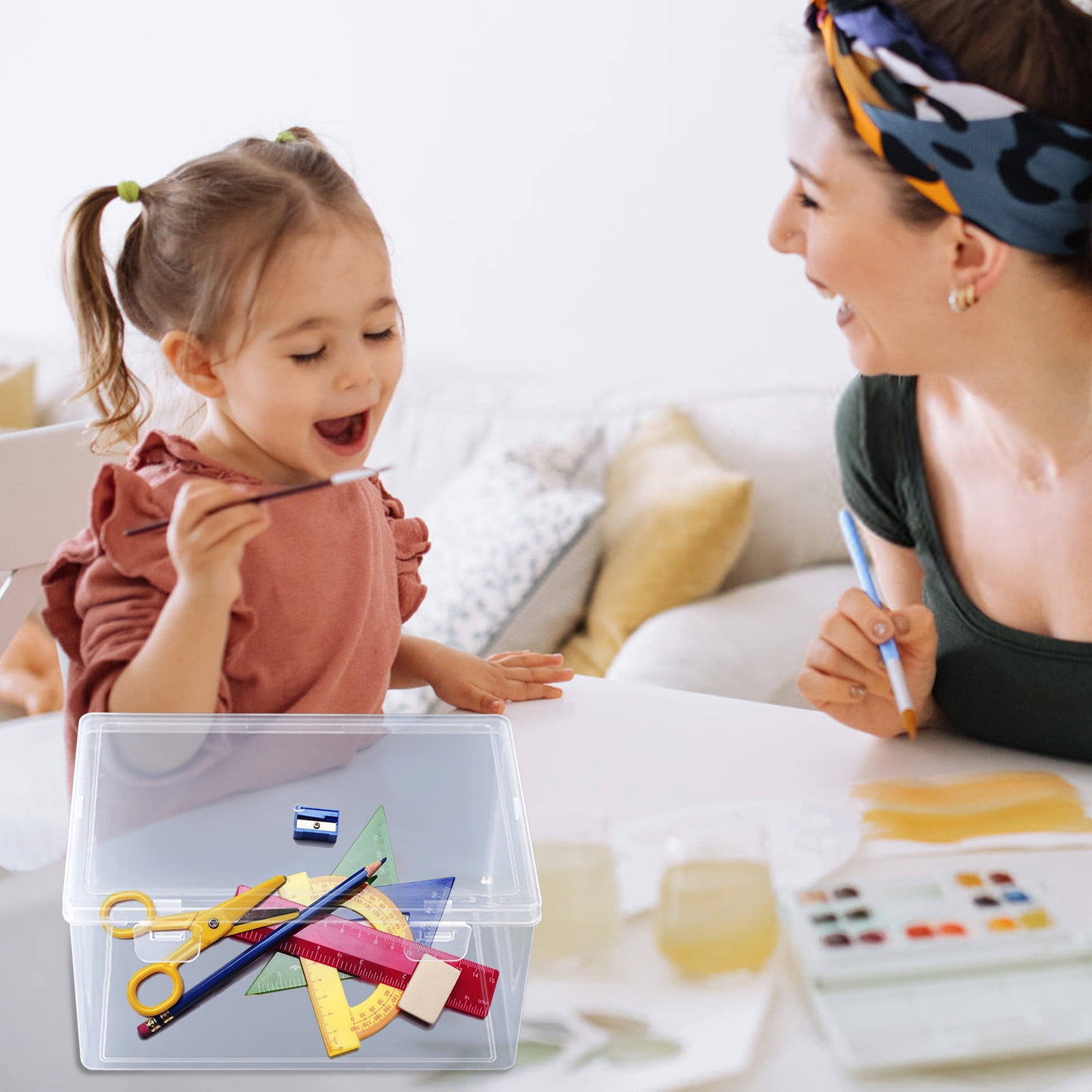 TOUMENY Extra Large Stackable Pencil Box, Translucent Office Supplies ...