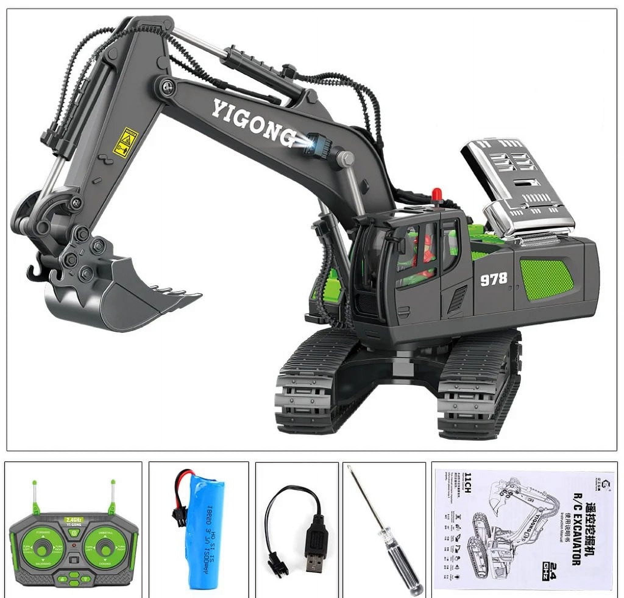 TOUMENY G308H 1/14 RTR Hydraulic Excavator, 18-Channel Full Metal RC ...