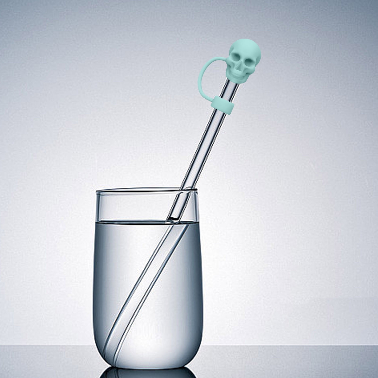 TOUMENY Halloween Skull Straw Cap, Food Grade Silicone Ice Cup Straw ...