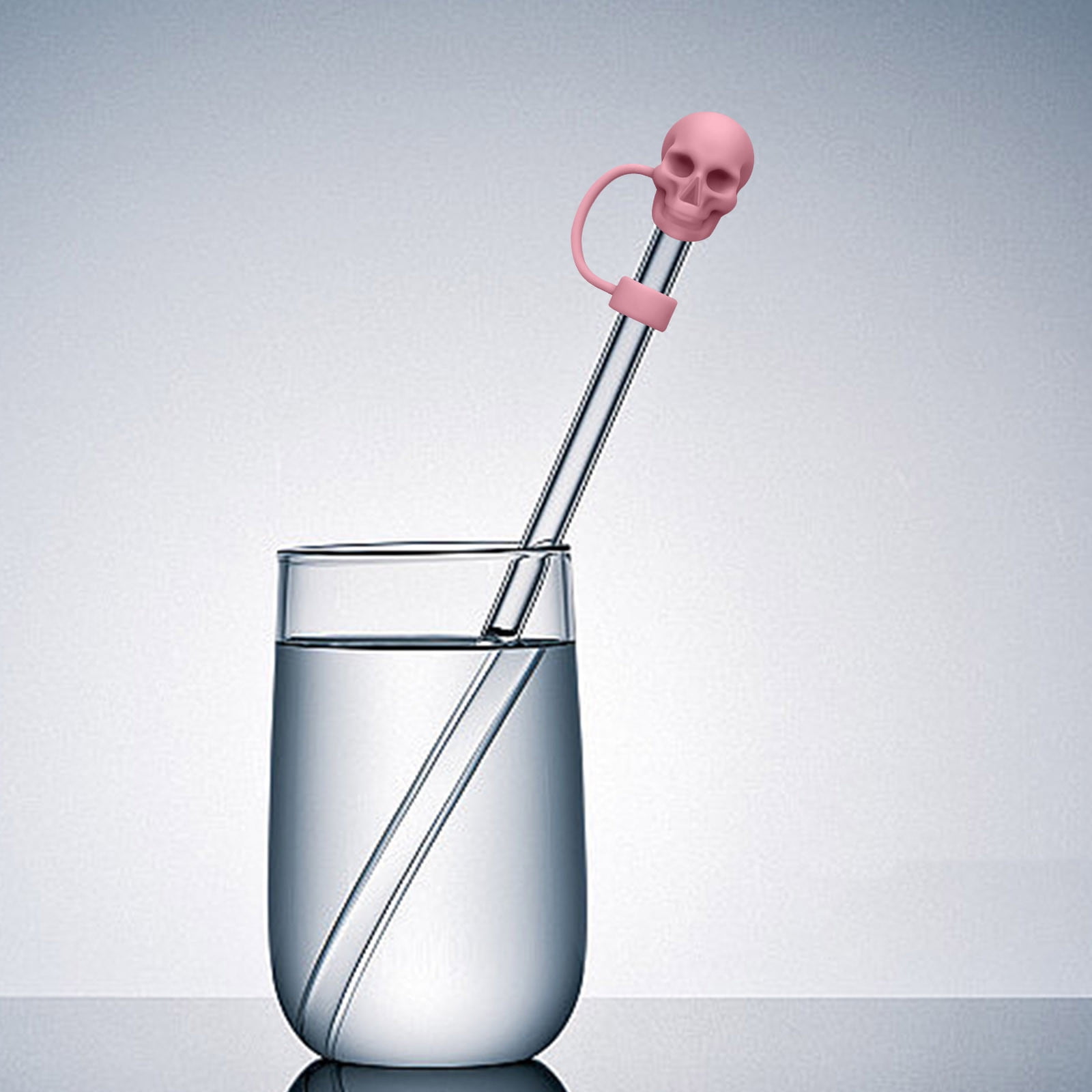 TOUMENY Halloween Skull Straw Cap, Food Grade Silicone Ice Cup Straw ...
