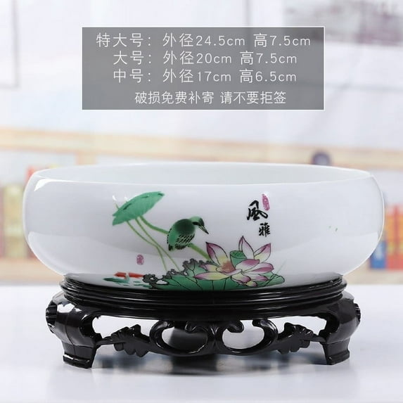 TOUMENY Hydroponic Bonsai Bowl, Chinese Ceramic Planter for Water ...