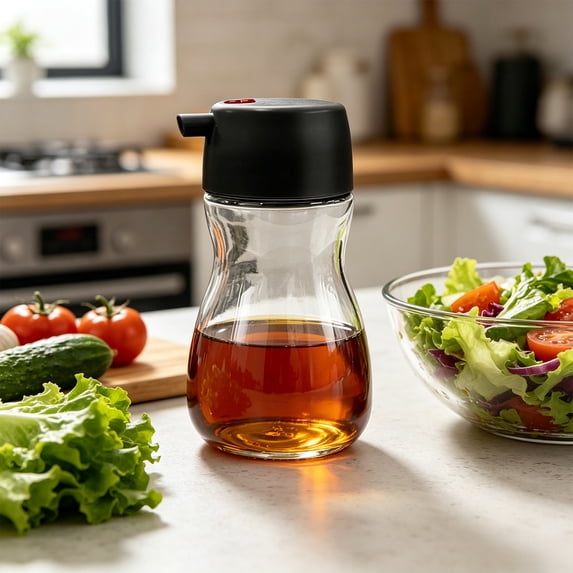 TOUMENY Japanese Style Glass Seasoning Bottle, Press Type Oil Dispenser ...