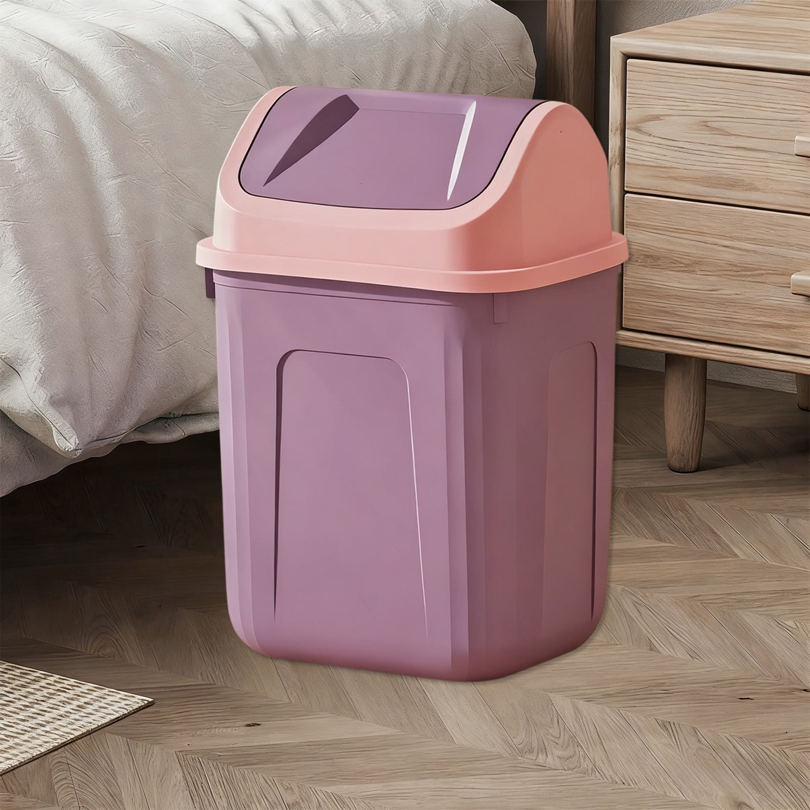 TOUMENY Odor Control Trash Can, Two-Way Swing Lid Garbage Bin, Compact ...