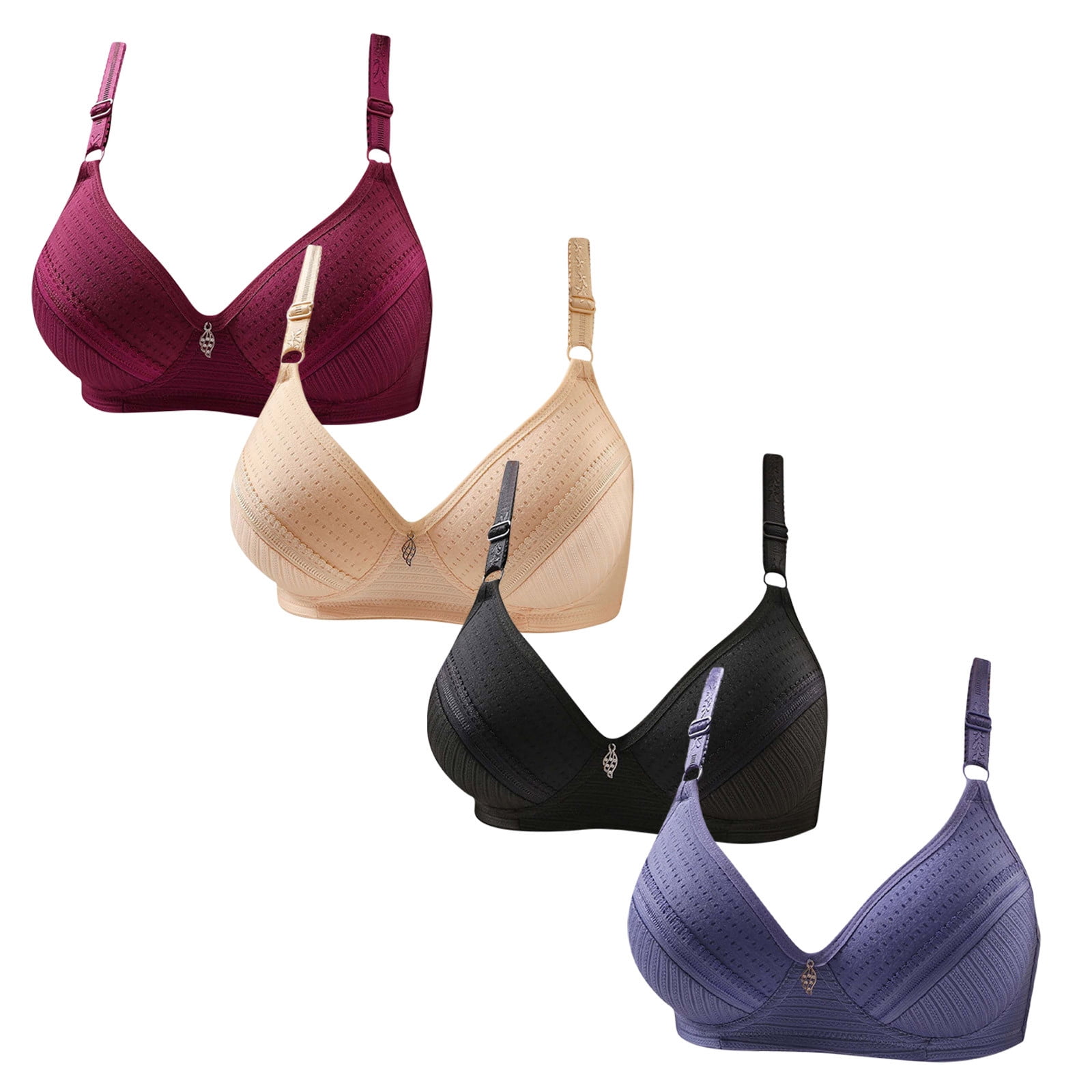 TOUMENY Plus Size Bra Bras for Older Women 4pc Woman's Comfortable ...