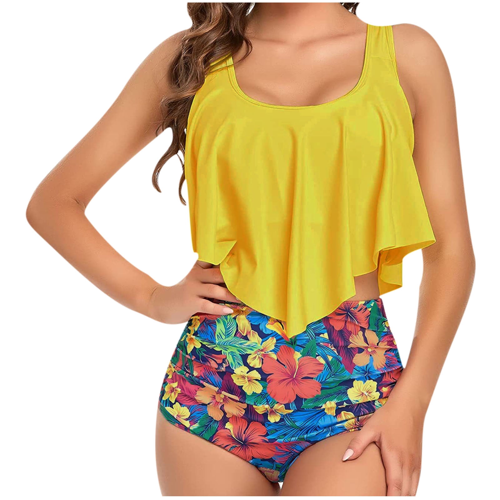 Toumeny Tankini Swimsuits For Women 2024 Summer Two Piece Bathing Suits