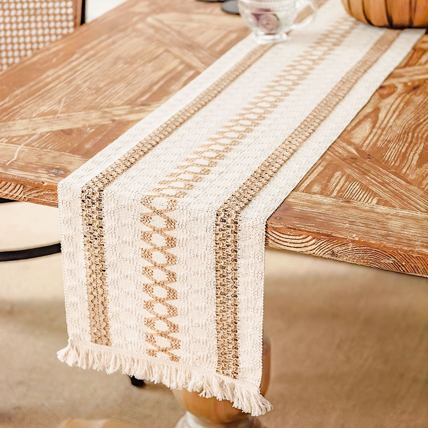 TOUPGIVME Table Runner, Farmhouse Style Table Runner, Cotton Lace Boho ...