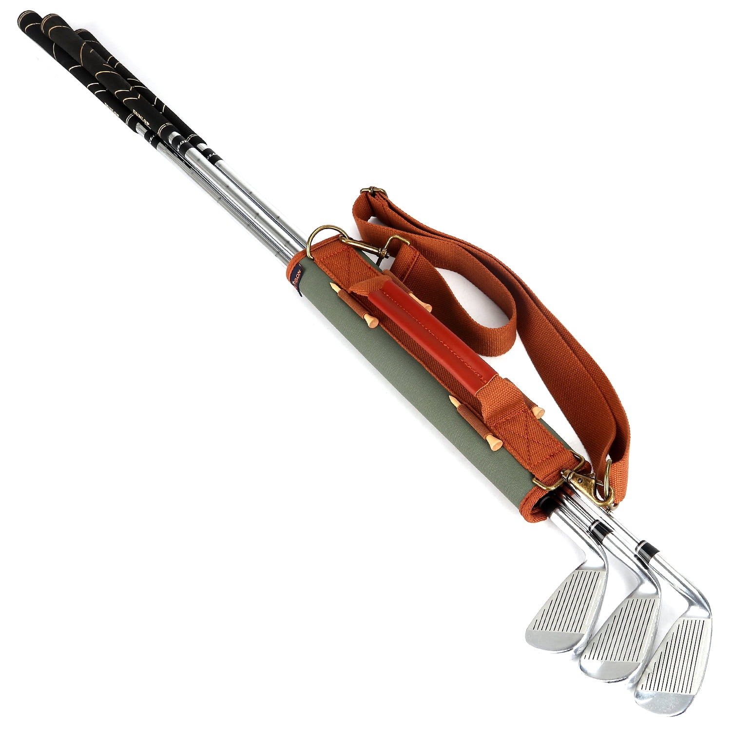 TOURBON Canvas Leather Portable Mini Golf Clubs Carry Bag with Shoulder ...