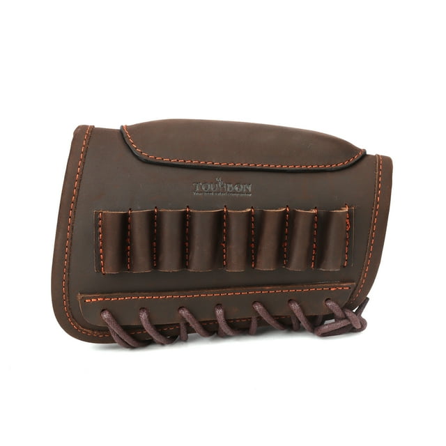 TOURBON Leather Gun Buttstock Cover Cheek Rest with Cartridges Holder ...