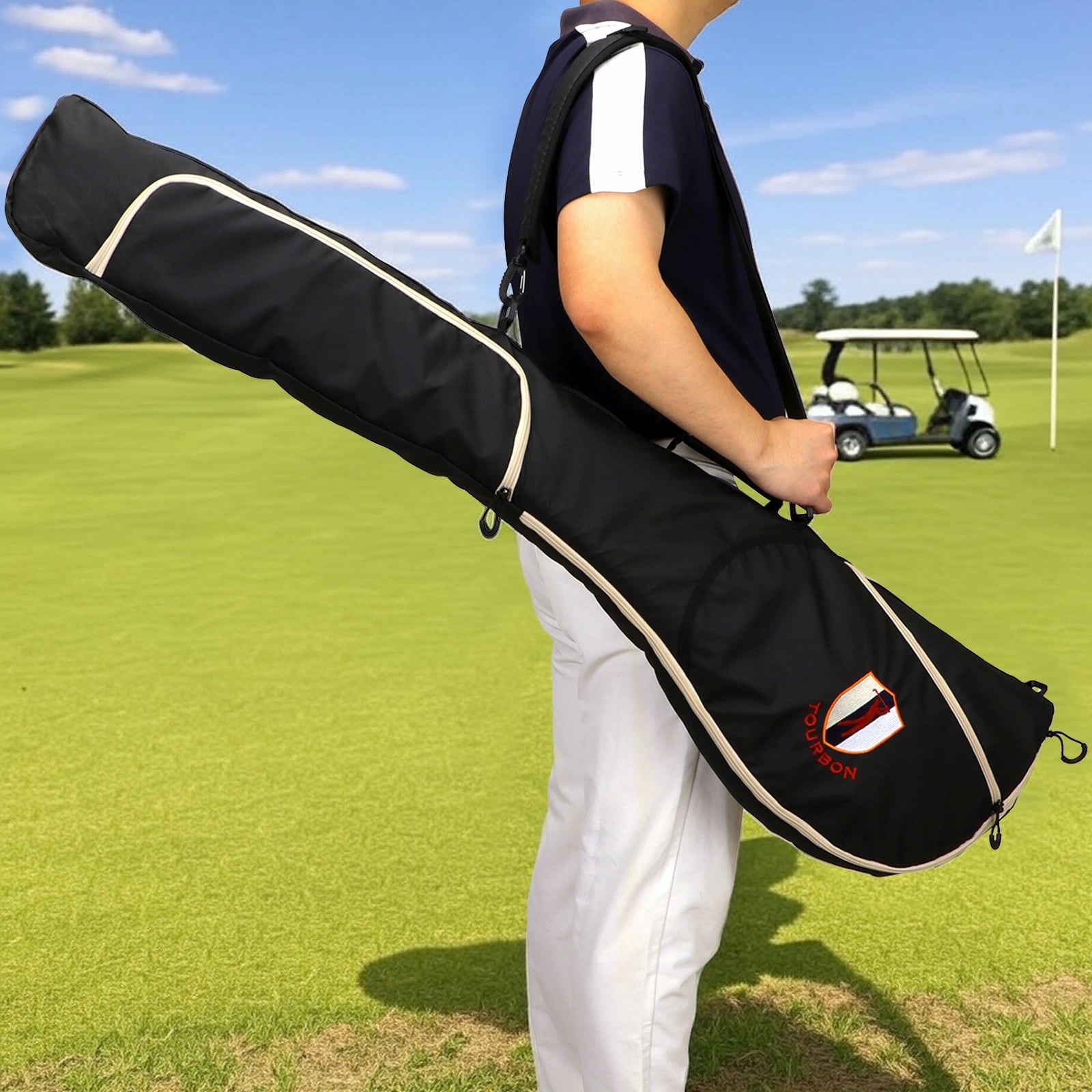 TOURBON Golf Clubs Bag Nylon Lightweight Sunday Bag Travel Pack for ...