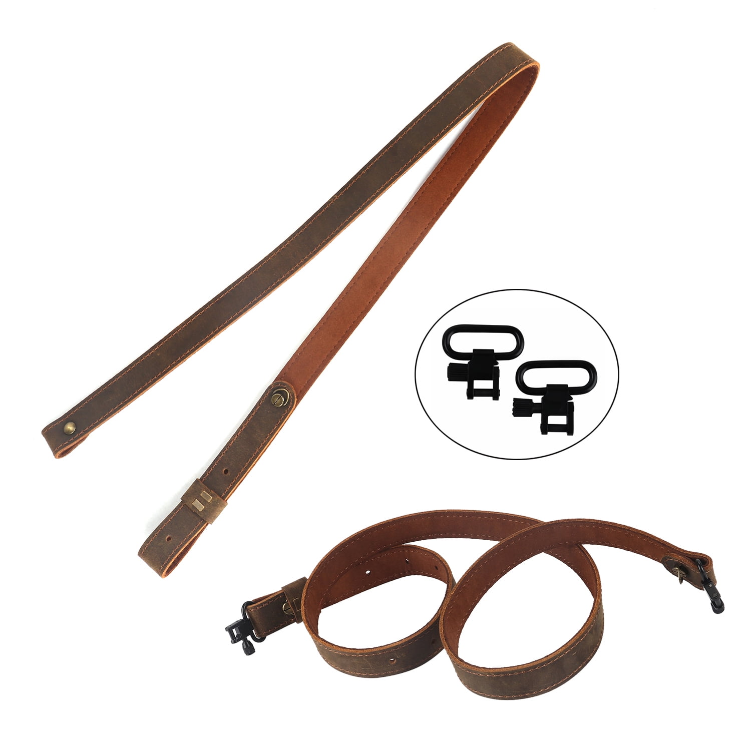 TOURBON Hunting Buffalo Leather Shotgun Gun Sling Rifle Shoulder Strap ...