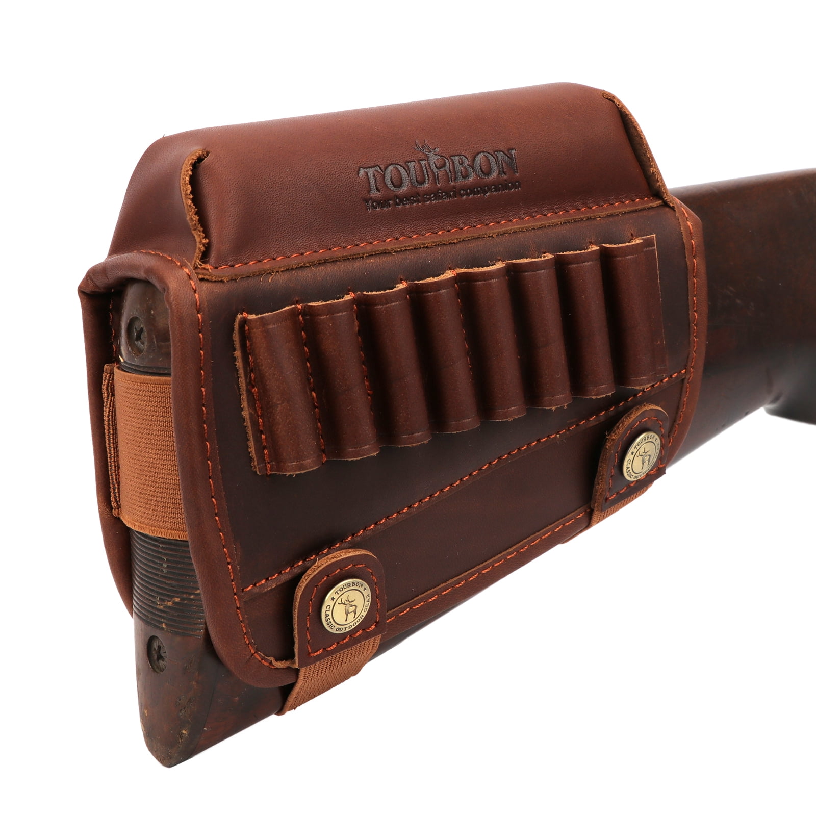 TOURBON Leather Brown Cheek Riser Rest Gun Buttstock Cover with Rifle ...