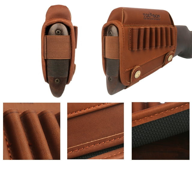 TOURBON Leather Brown Cheek Riser Rest Gun Buttstock Cover with Rifle ...