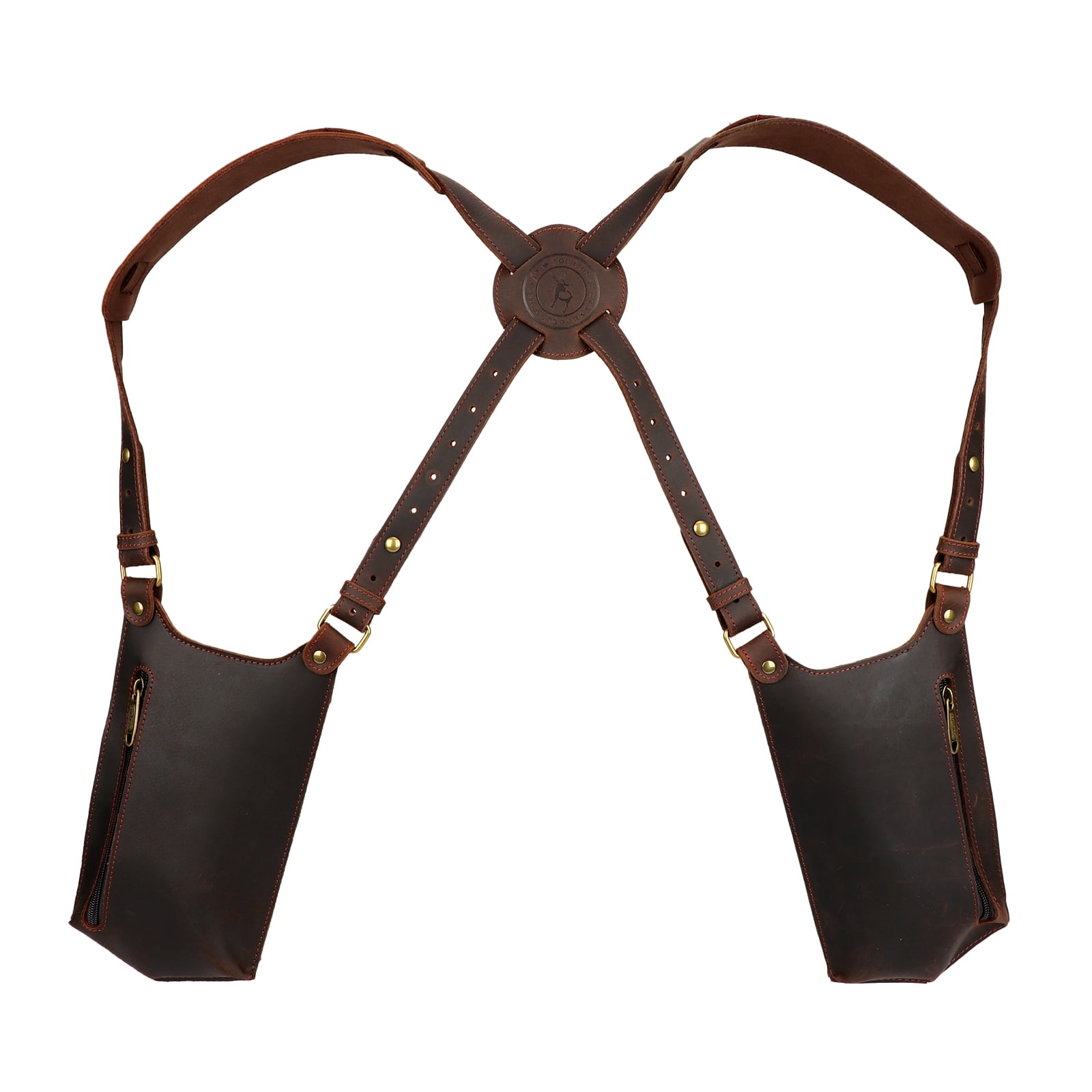 TOURBON Leather Concealed Shoulder Tool Bag Tool Padded Suspenders with ...