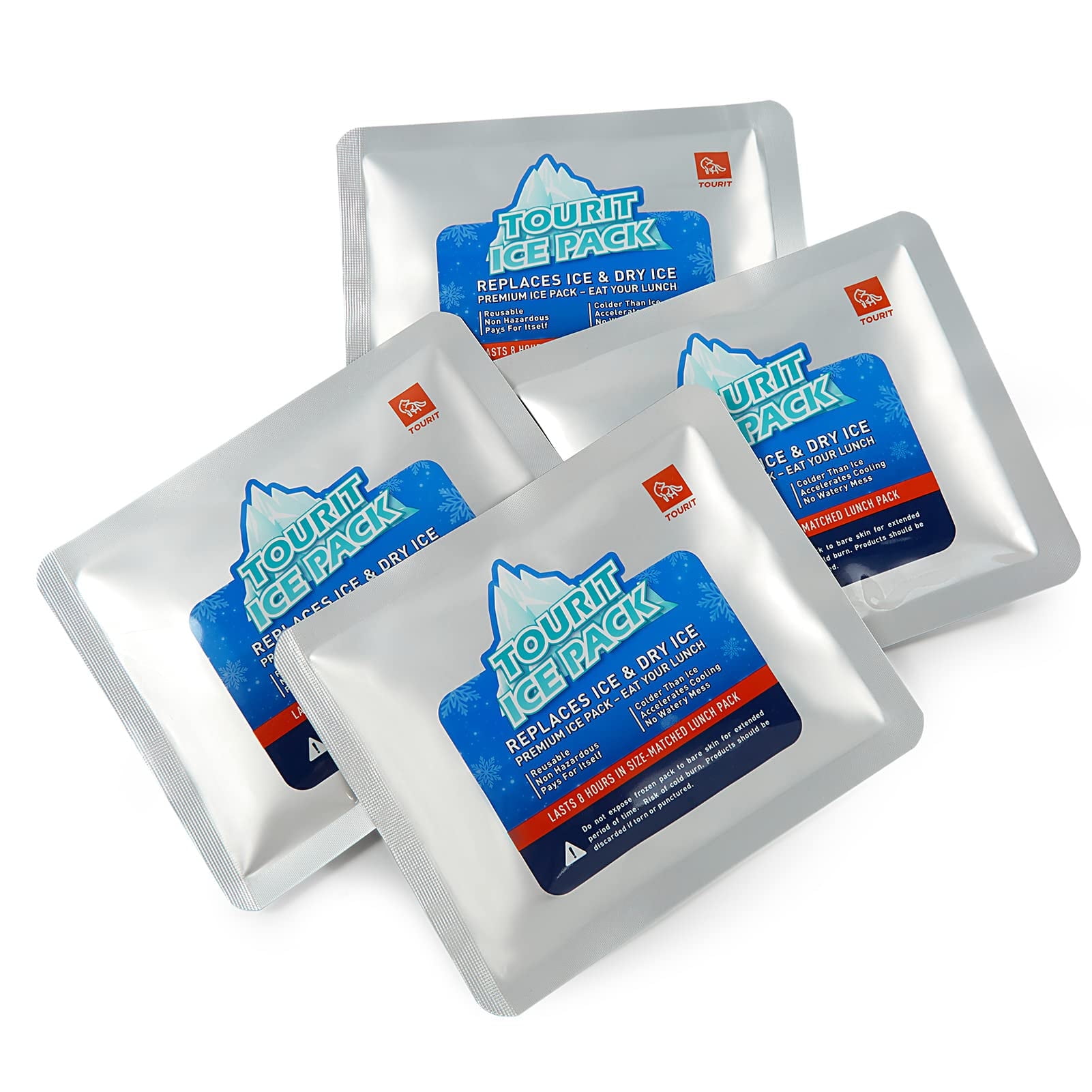 "TOURIT Reusable Ice Packs for Coolers, Durable Gel Freezer Packs, 4 ...