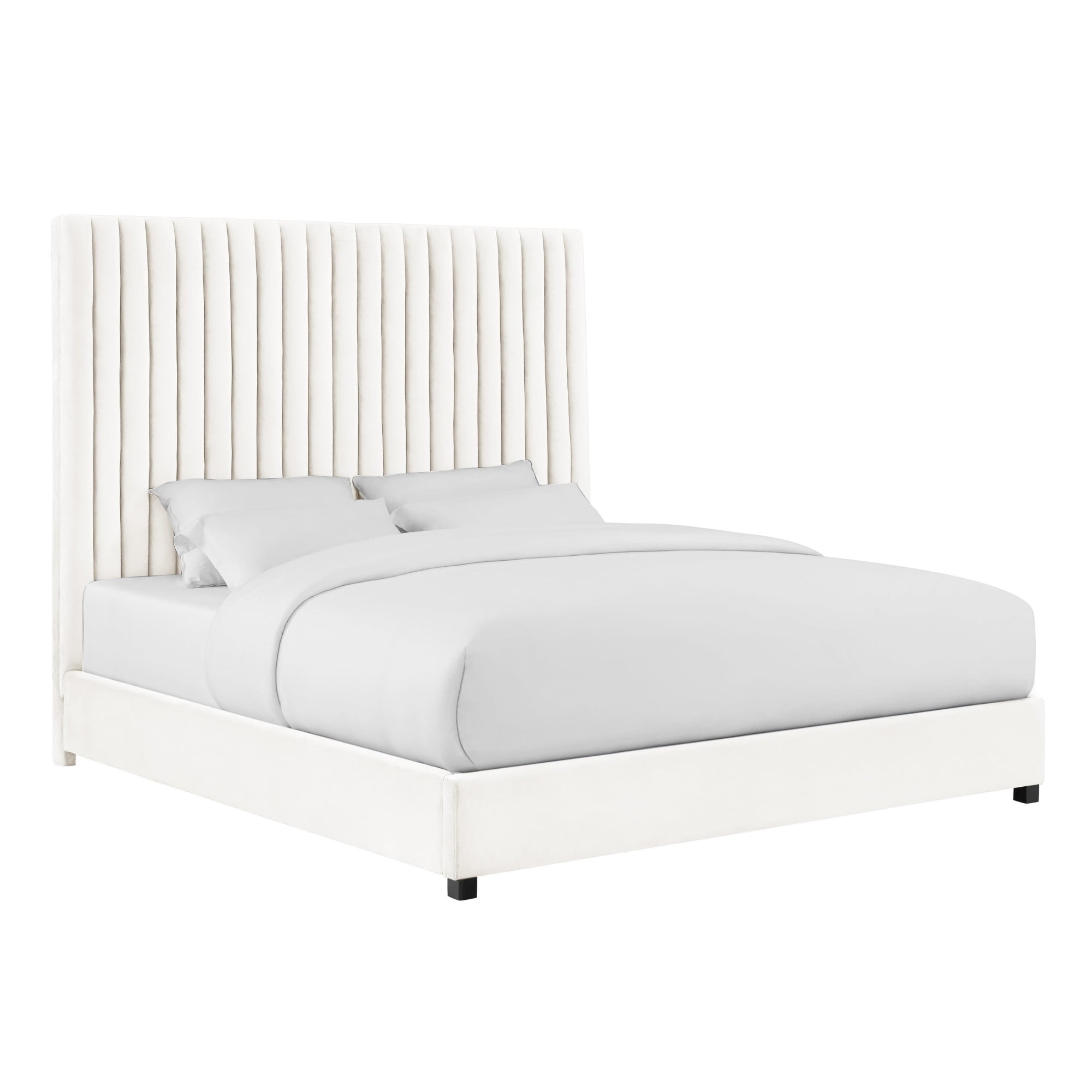 Arabelle White Velvet Bed in King - Walmart.com