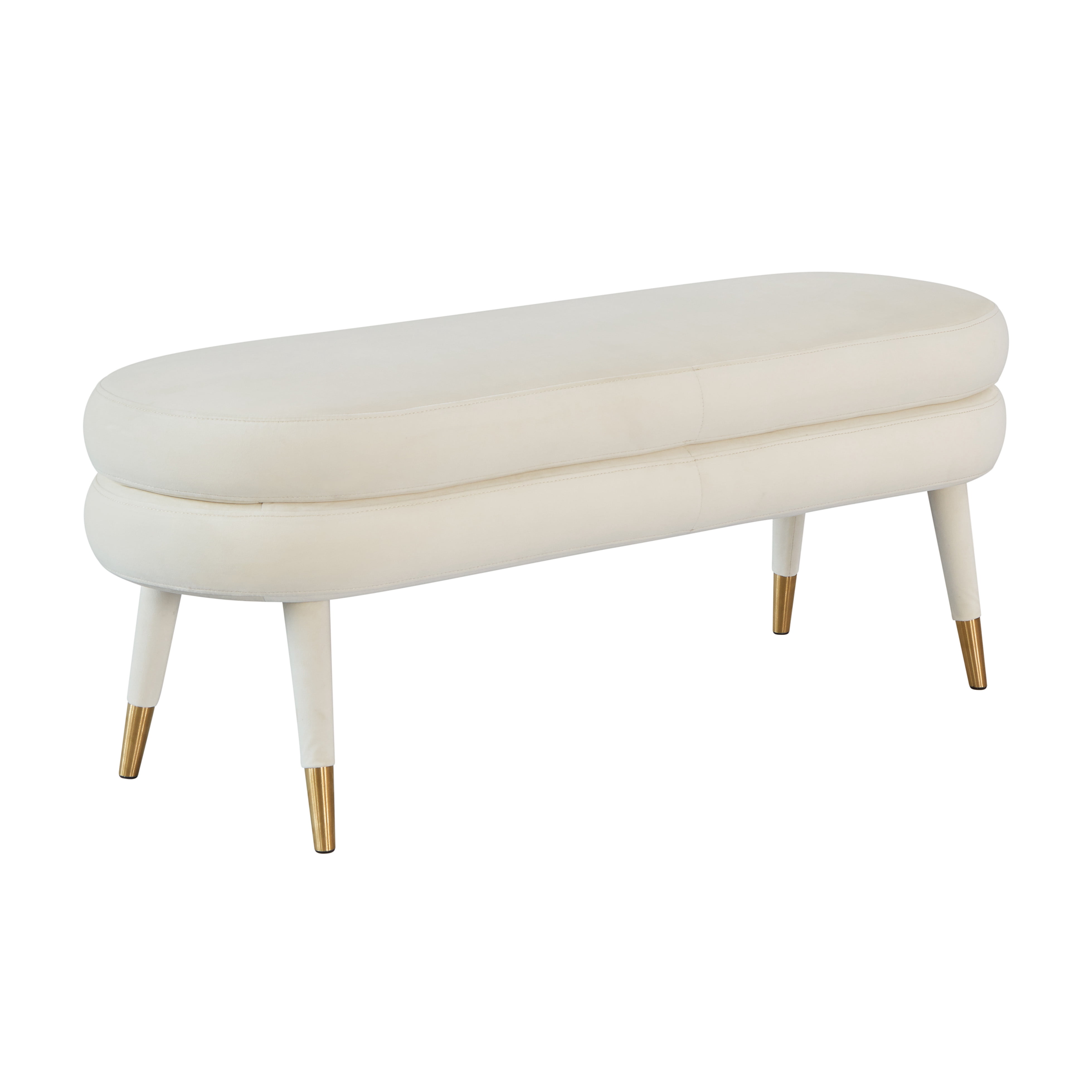TOV Furniture Betty Upholstered Seat Cream Velvet Bench With Gold ...