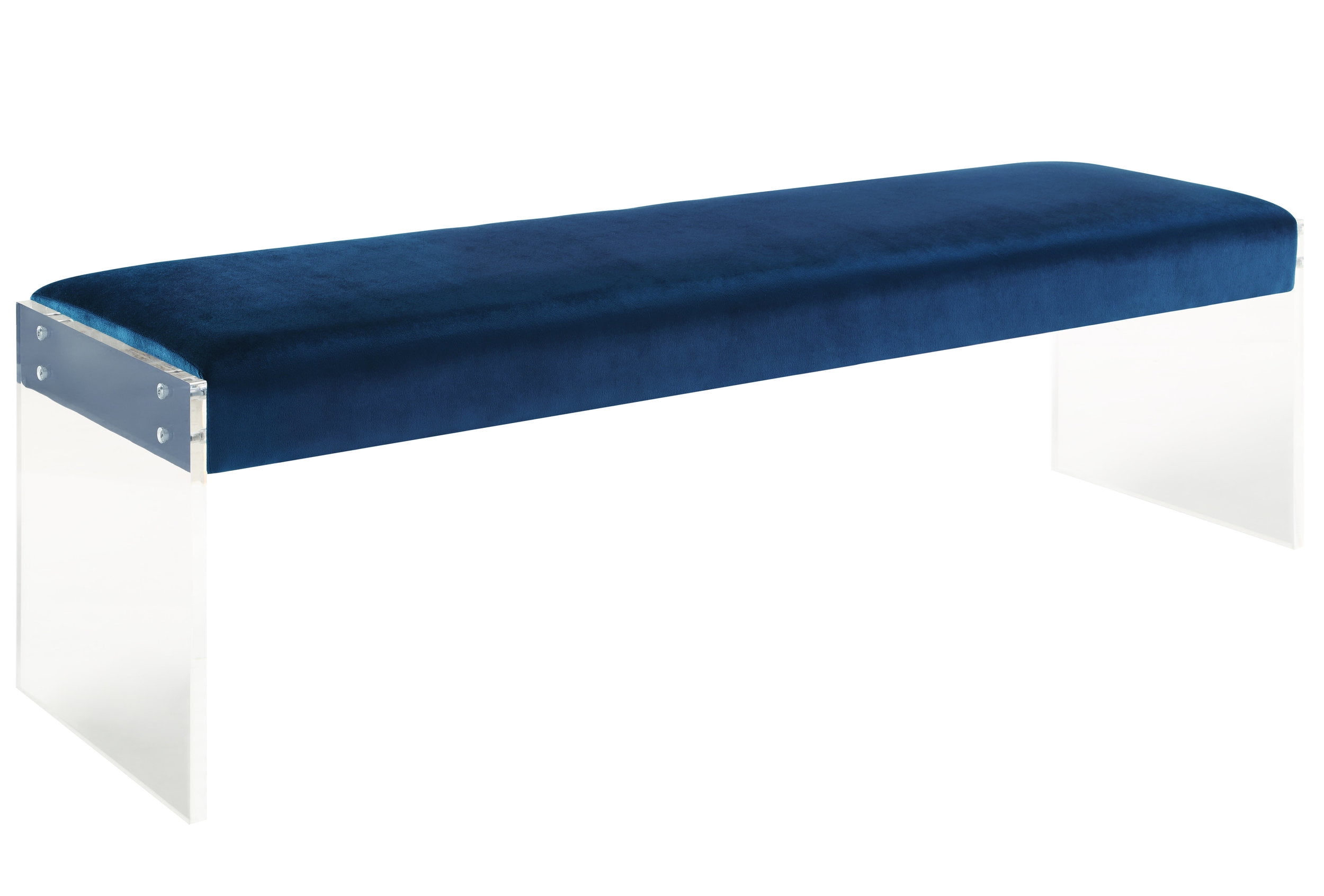 TOV Furniture Envy Blue Velvet Bench with Transparent Acrylic Legs ...