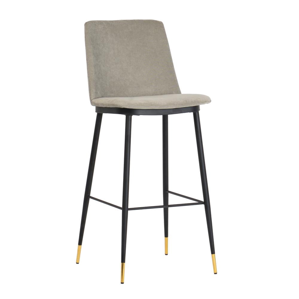TOV Furniture Evora Grey Velvet Counter Stool with Gold Tipped Legs ...
