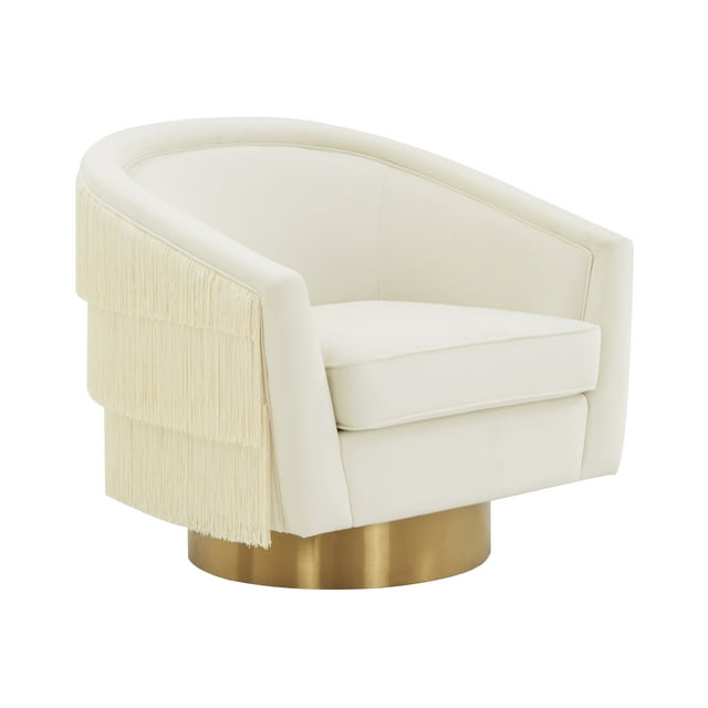 TOV Furniture Upholstered Cream Swivel Armchair with Fabric - Walmart.com
