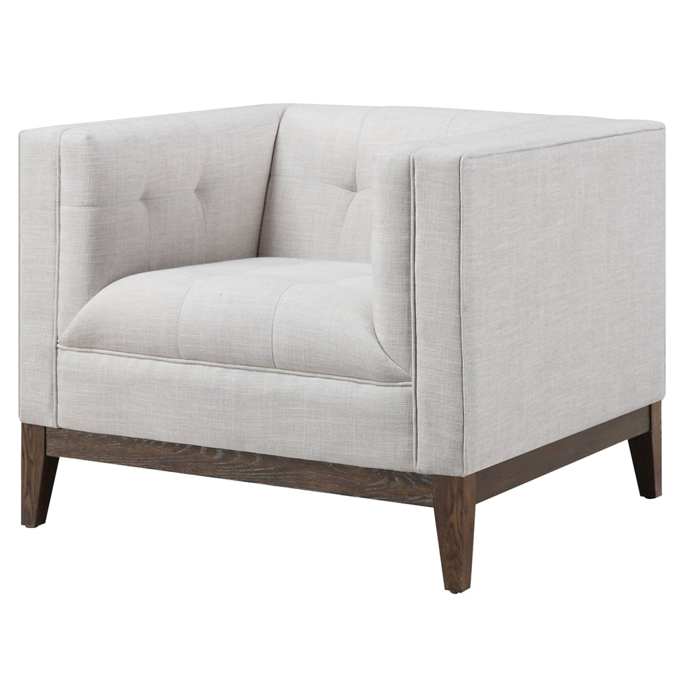 TOV Furniture Gavin Beige Linen Chair with Ash wood Trim and Legs ...