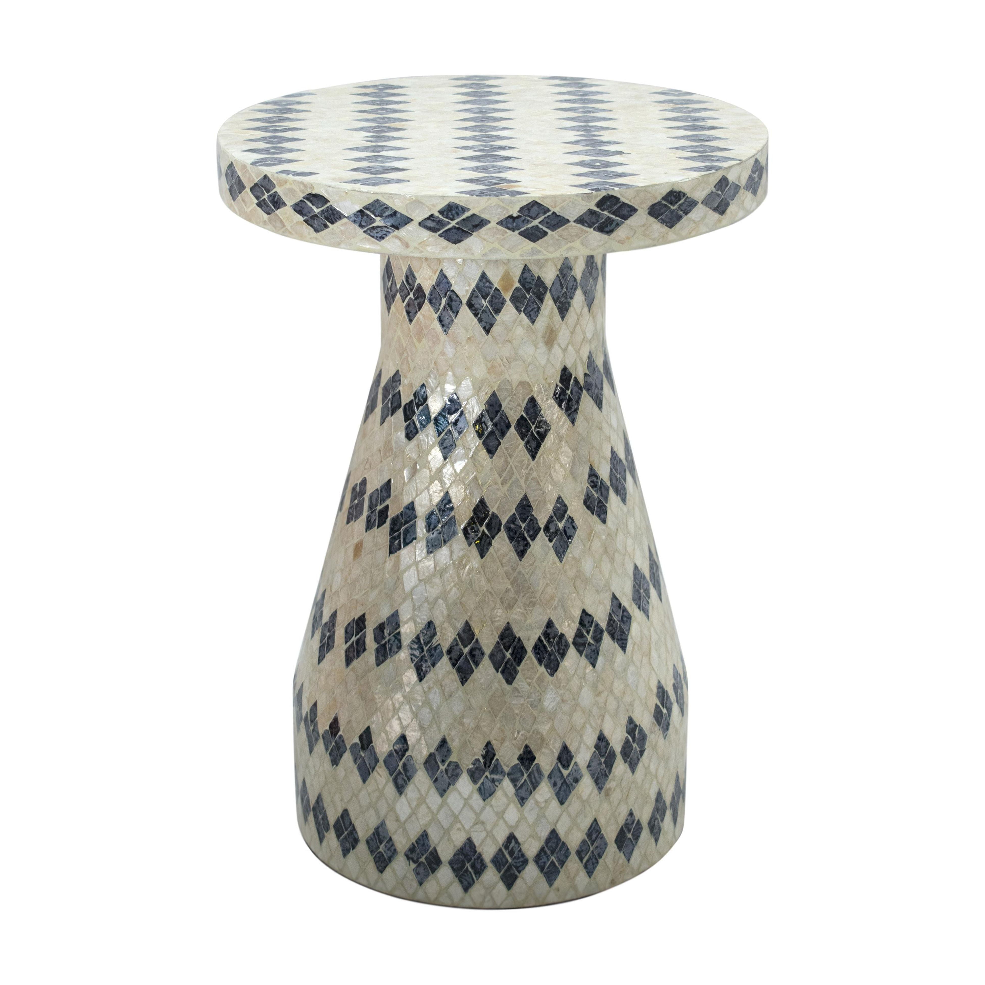 Halio Cream & Blue Checkered Shell Side Table - Walmart.com