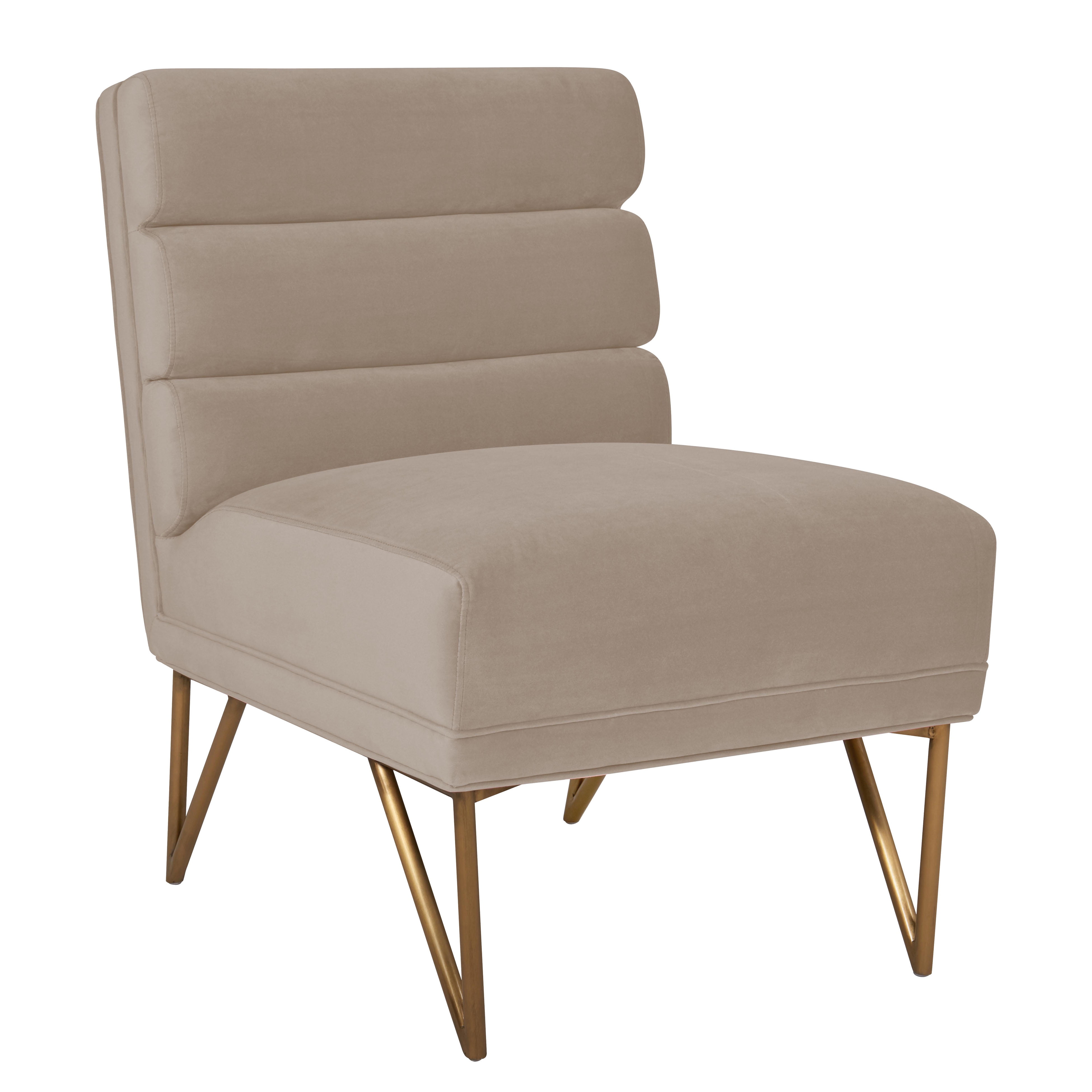 TOV Furniture Kelly Cream Velvet Chair with Gold Legs - Walmart.com