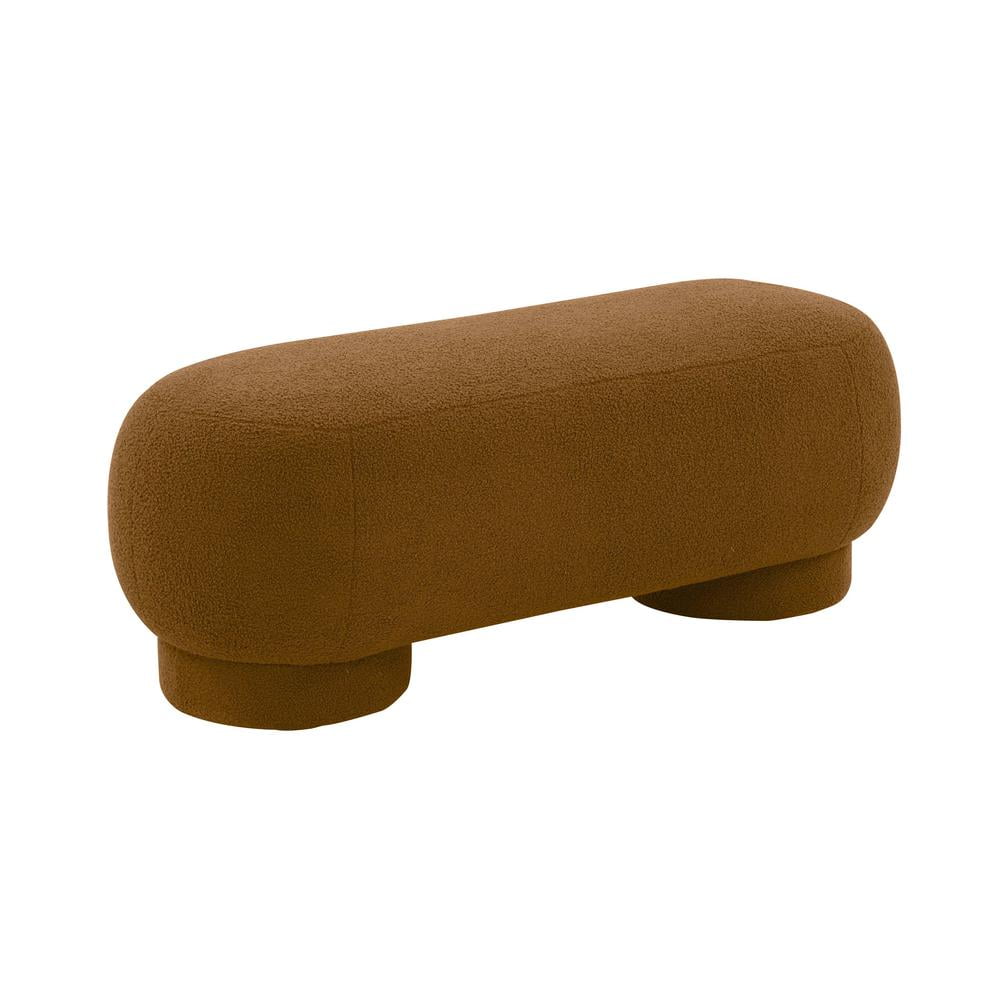 Mara Cinnamon Brown Vegan Shearling Ottoman - Walmart.com