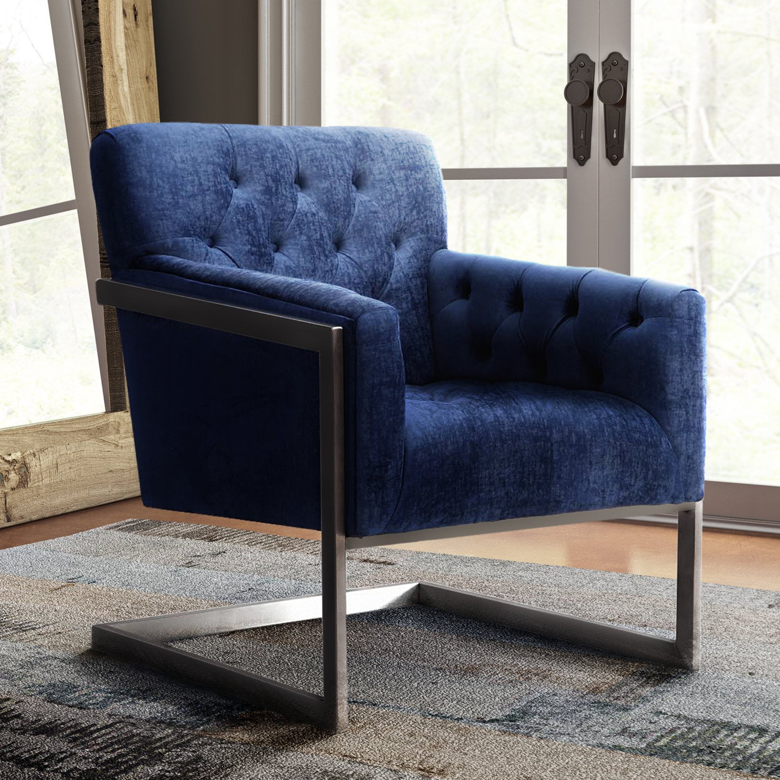 TOV Furniture Moya Navy Velvet Club Chair - Walmart.com