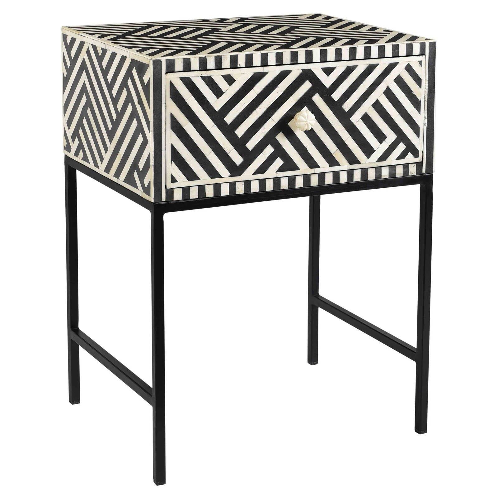 TOV Furniture Noire Black and White Bone Inlay Side Table - Walmart.com