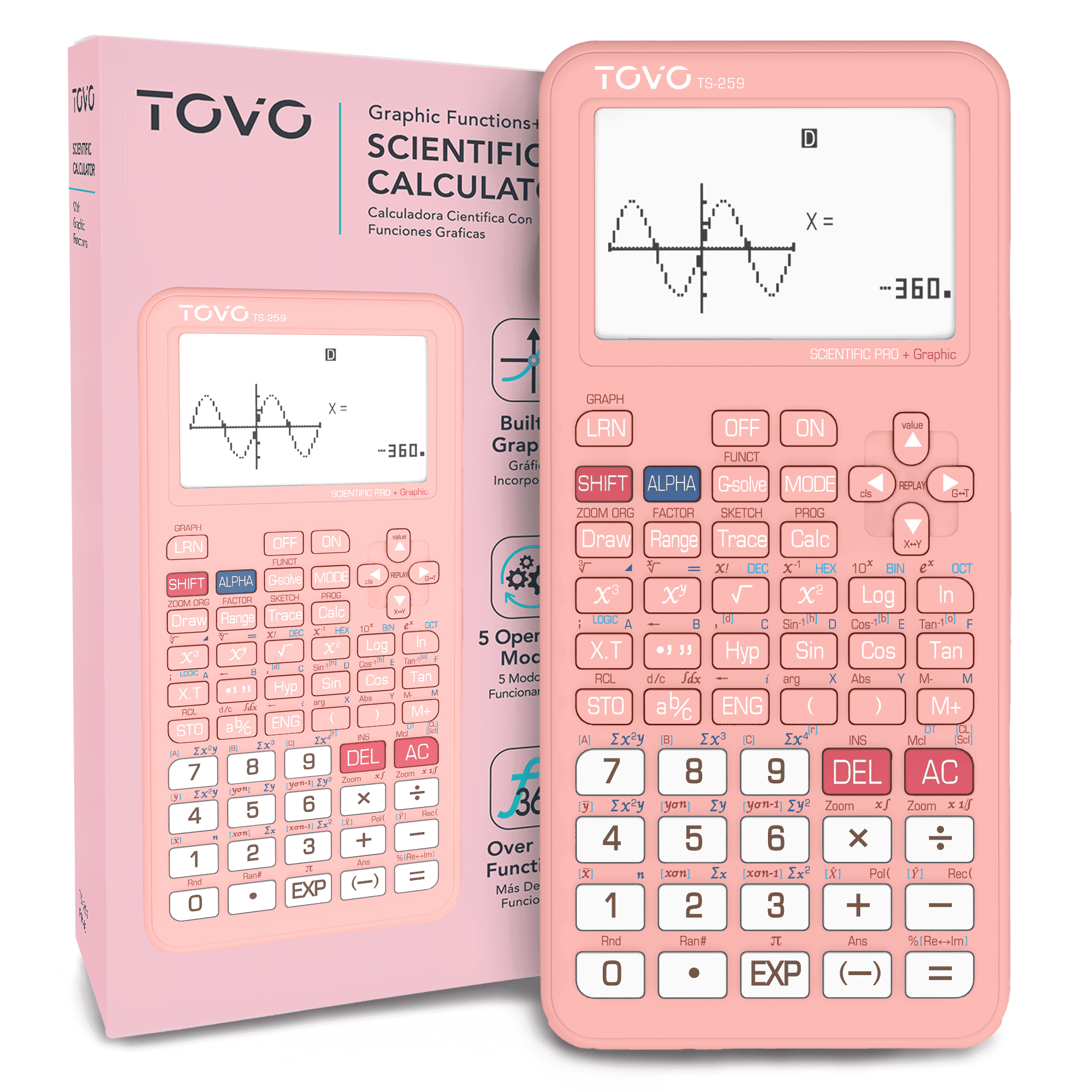 TOVO Scientific Calculator with Graphicing Functions, Multiple Modes with 360 Functions and ...